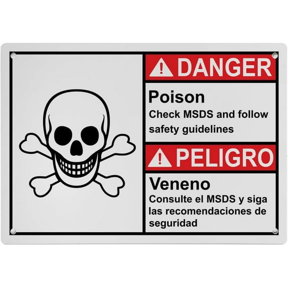 Bilingual Poison Check MSDS Sign (Veneno Consulte el MSDS), Industrial ...