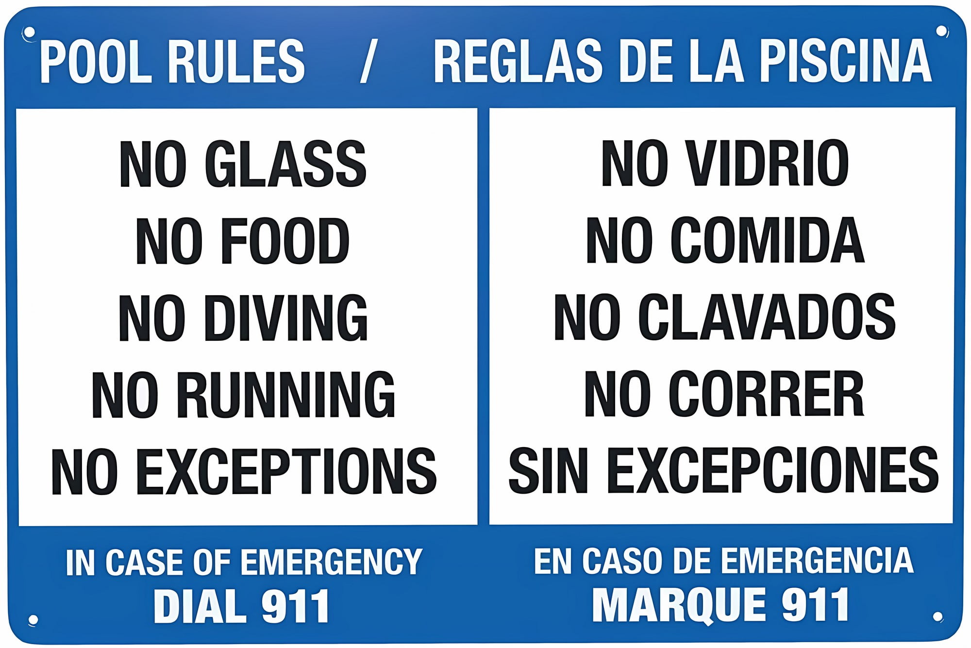 Bilingual Pool Rules English-Spanish Sign - 12×8 Inches, Retro Aluminum ...