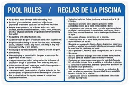 Bilingual Pool Rules Sign, English Spanish Warning Sign, Pool Security ...