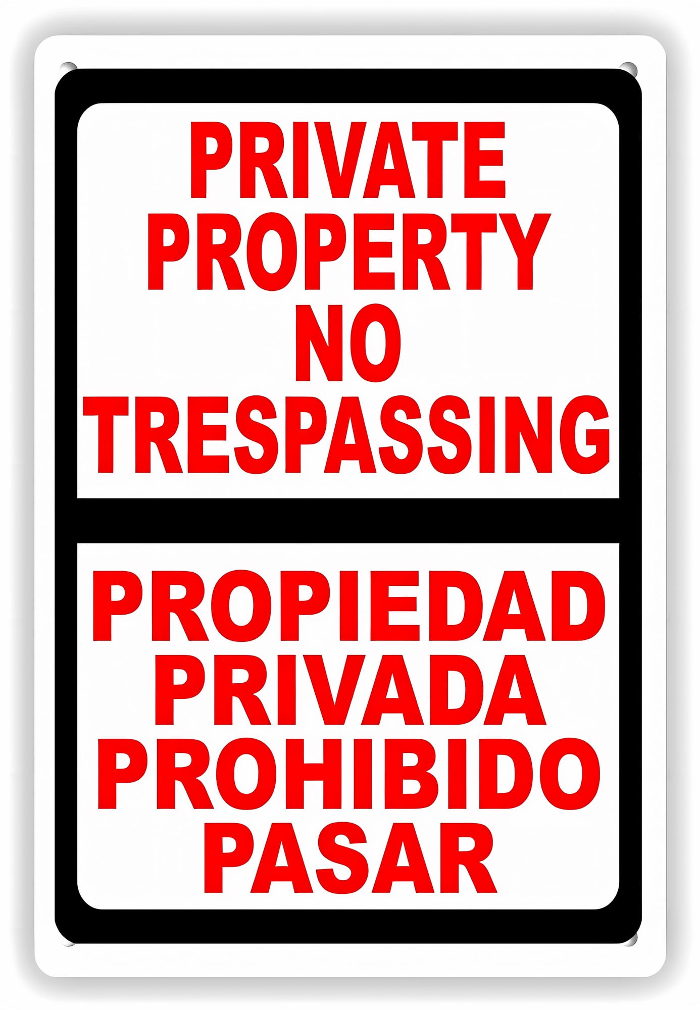 Bilingual Private Property No Trespassing 8"x12" Metal Sign, English ...