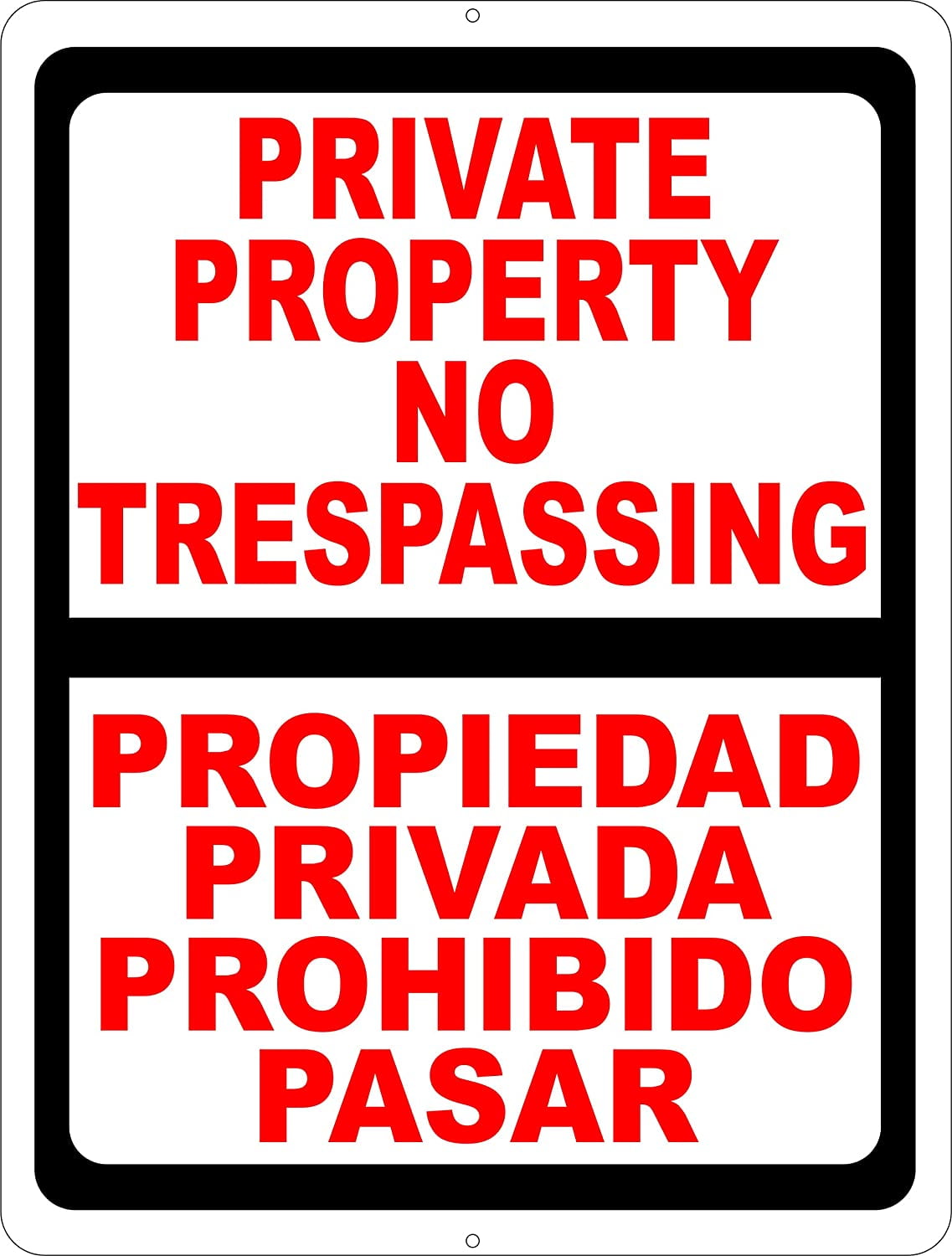 Bilingual Private Property No Trespassing Sign, English & Spanish, 8x12 ...