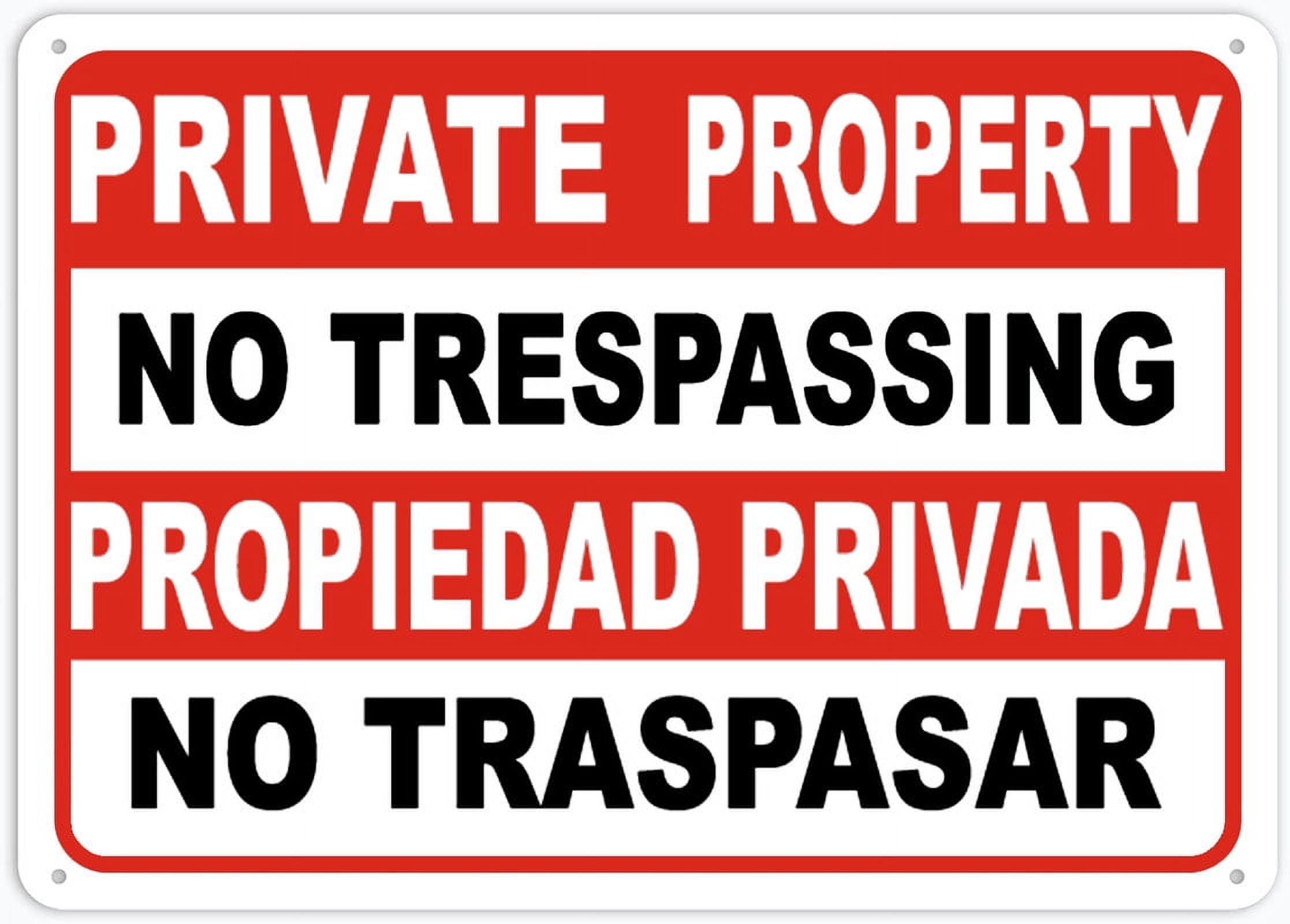 Bilingual Private Property No Trespassing Sign For House Door Office ...