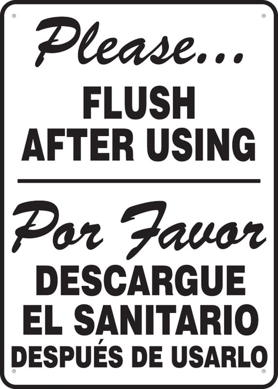 Bilingual Restroom Sign Please Flush After Using Outdoor, Uv Printed ...