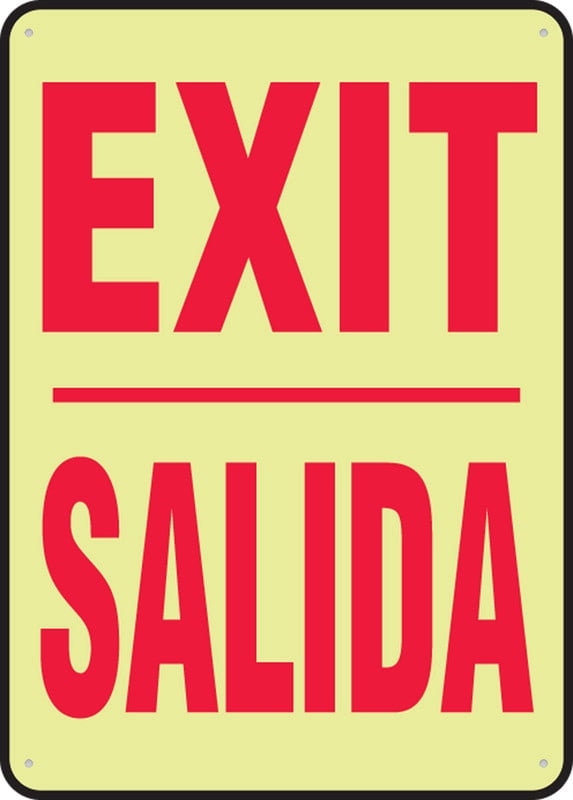 Bilingual Safety Sign Exit Salida Outdoor Metal Sign - 12 X 8 Metal ...