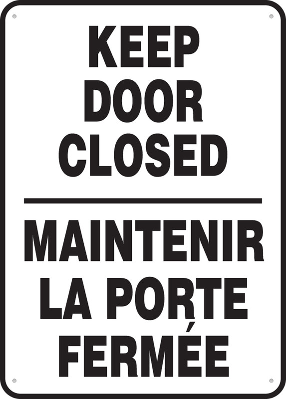 Bilingual Safety Sign Keep Door Closed 12 X 8 Inch Metal Sign ...