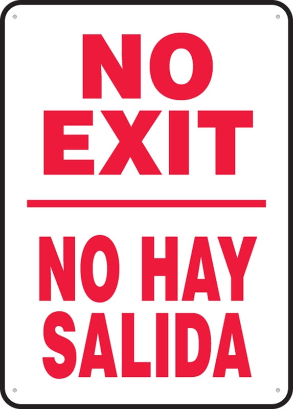Bilingual Safety Sign No Exit No Hay Salida Metal 8X12 Inch Rust Free ...