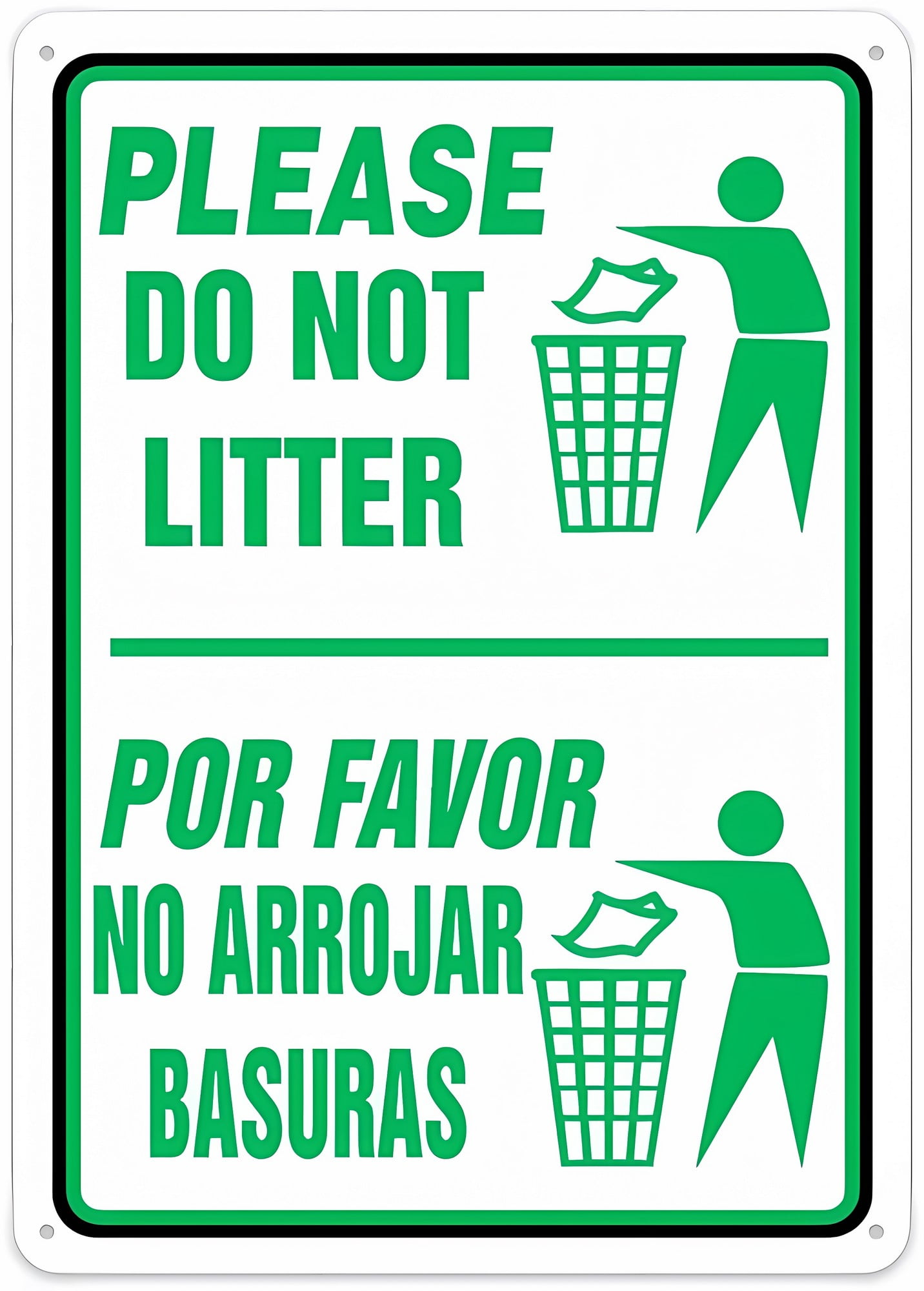 Bilingual Safety Sign Please Do Not Litter 8"x12" Rust Free Aluminum ...