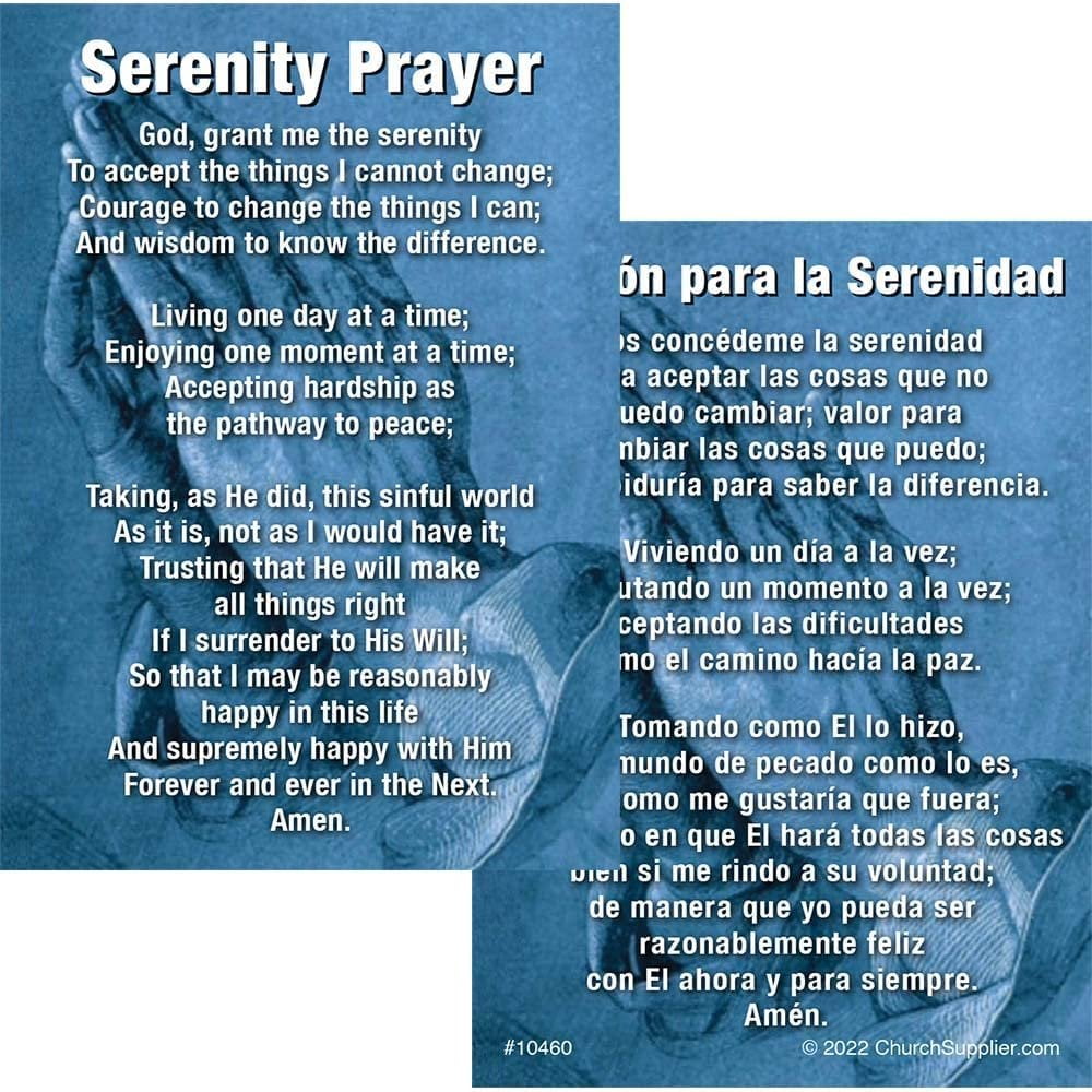 Bilingual Serenity Prayer Pocket Card Pack of 100 - Walmart.com
