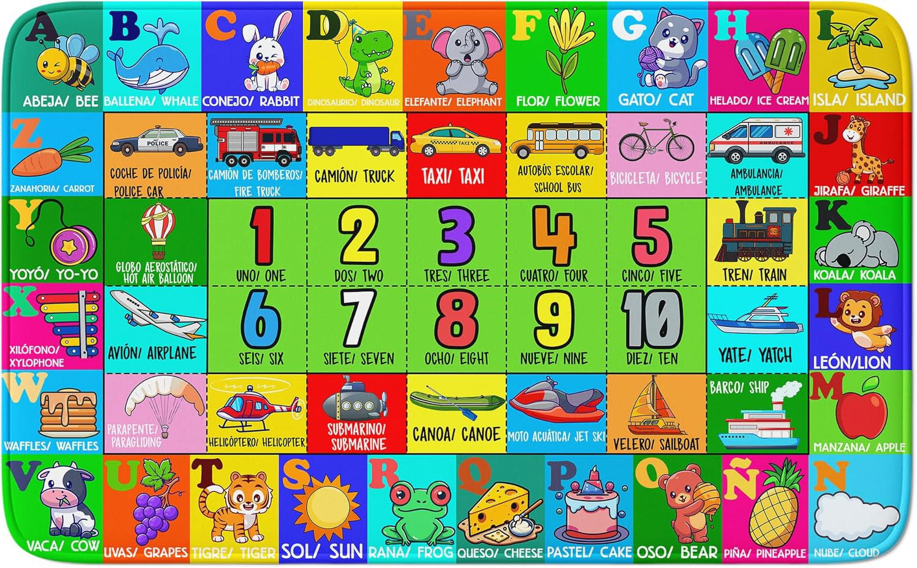 Bilingual Spanish English ABC Area Rug, Alfombra De Aprendizaje Del ...