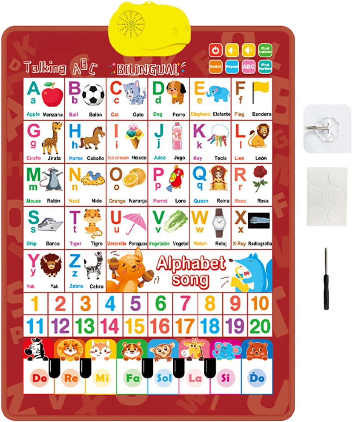 Bilingual Spanish English Alphabet Wall Chart - Talking Learning Poster ...