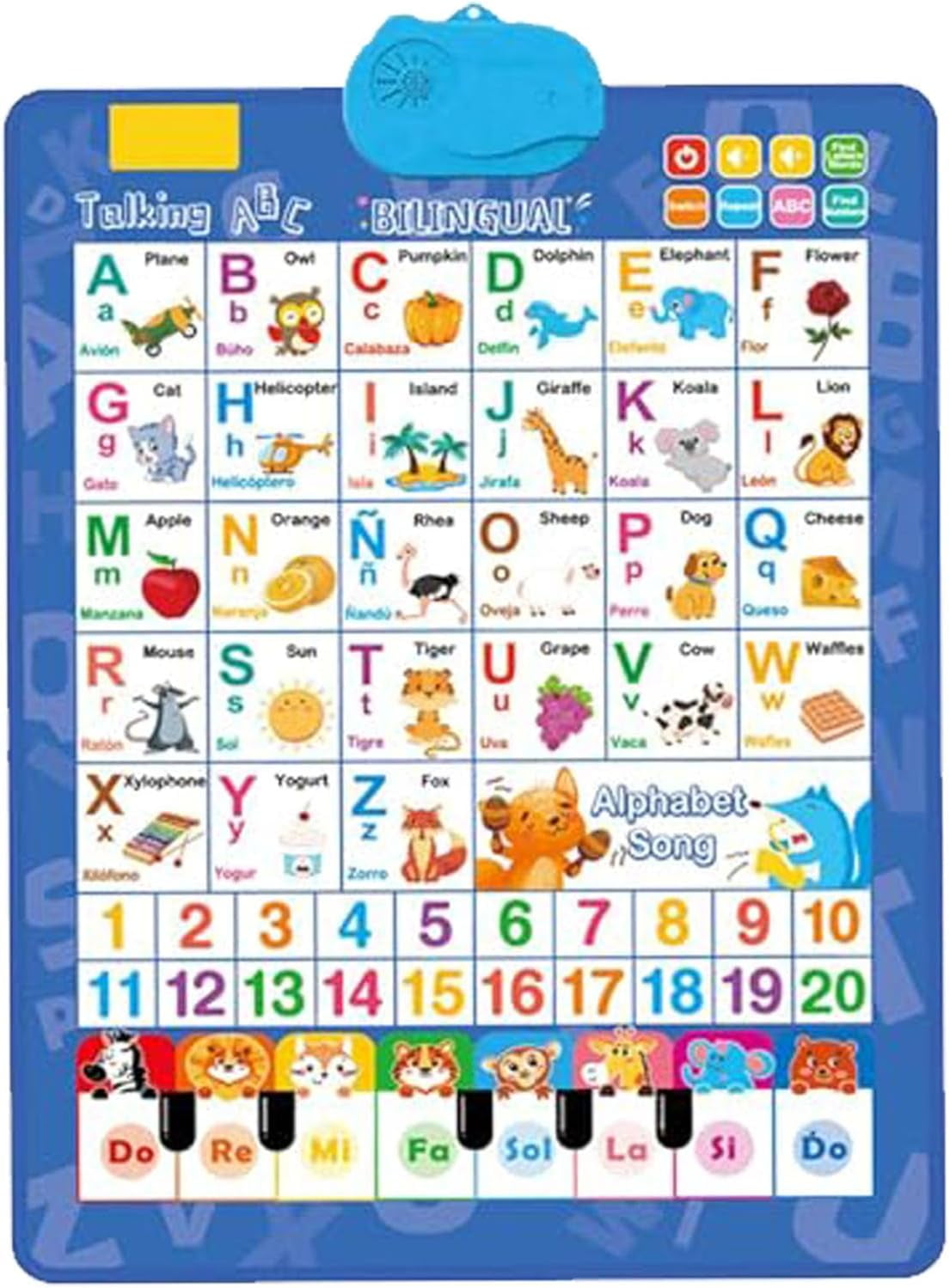 Bilingual Talking Wall Chart for Kids,English and Spanish Wall Chart ...