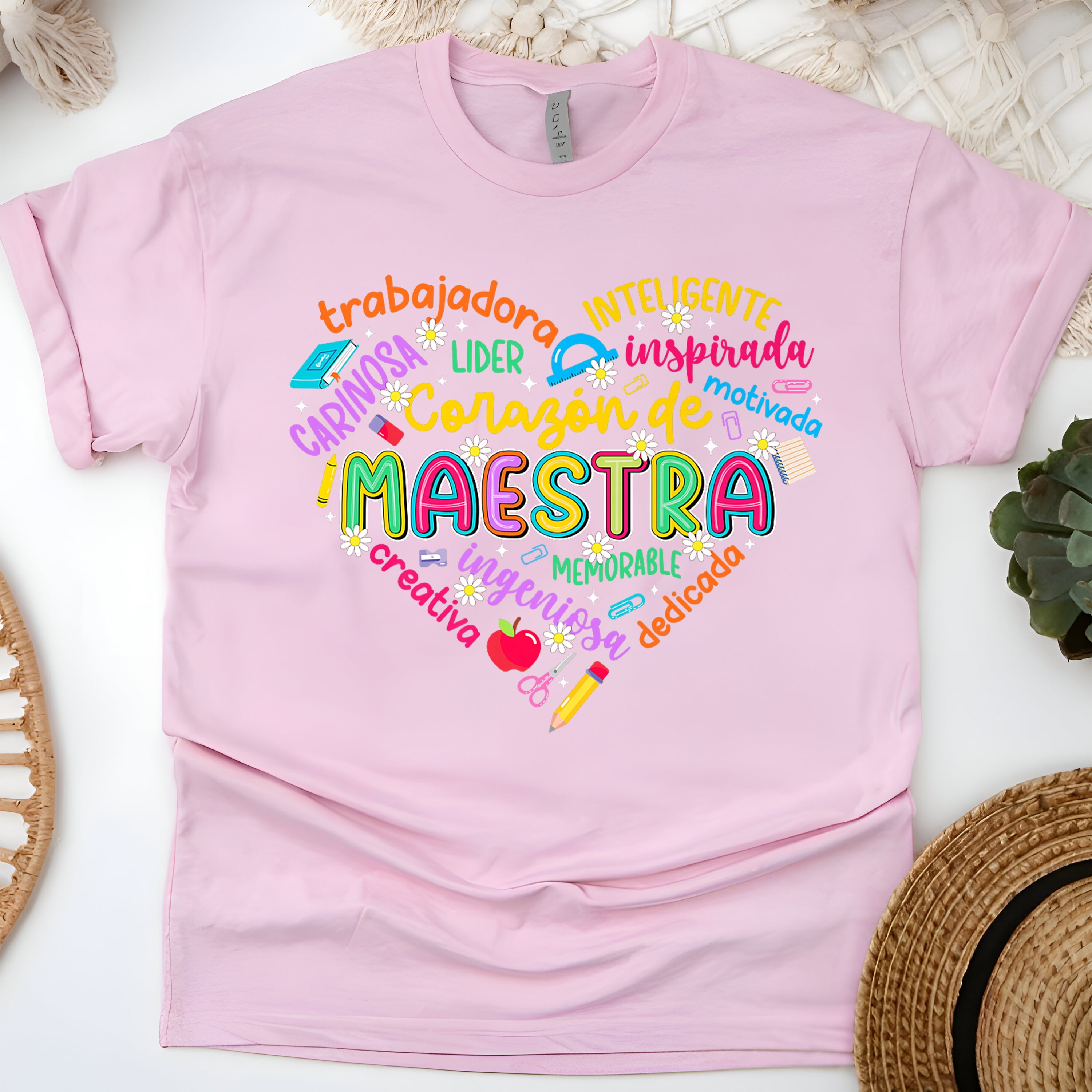 Bilingual Teacher Shirt – Corazón de Maestra Motivational Word Art ...