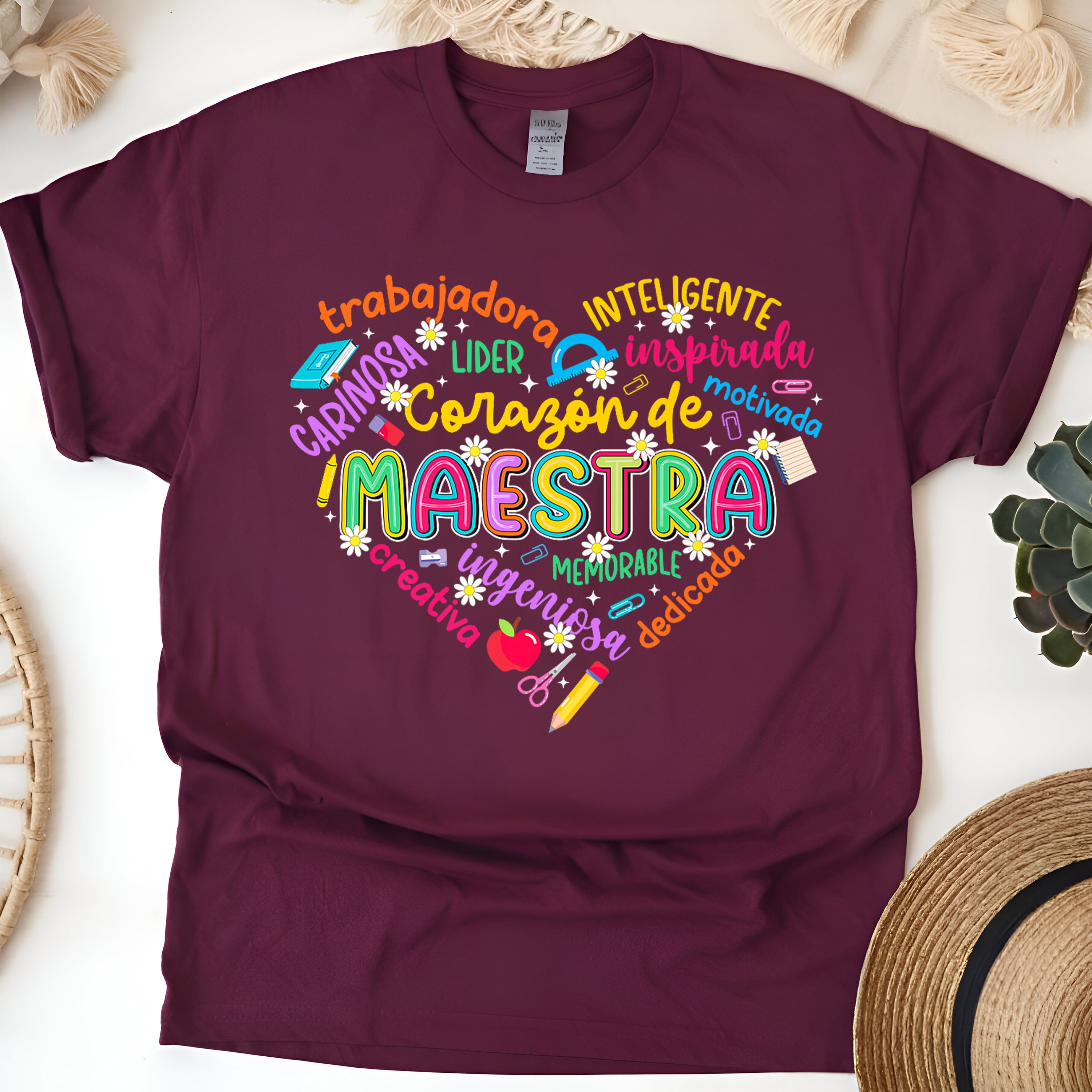 Bilingual Teacher Shirt – Corazón de Maestra Motivational Word Art ...