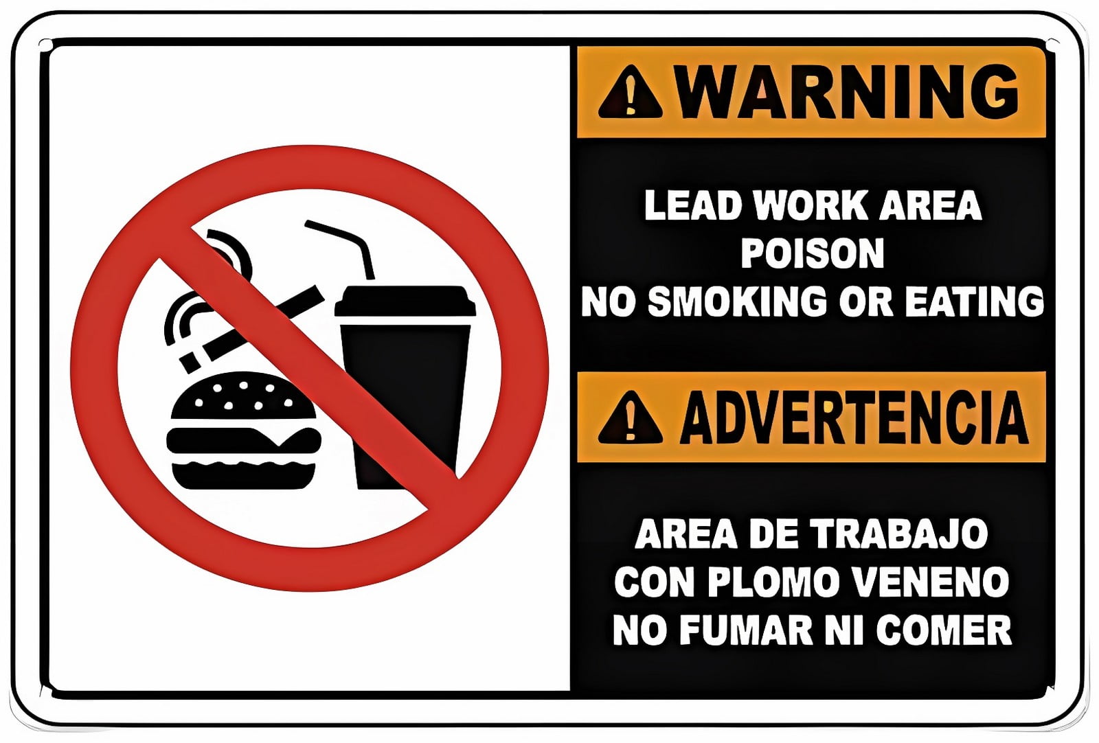 Bilingual Warning Lead Work Area Poison Aluminum Tin Sign 12 x 8 Inches ...