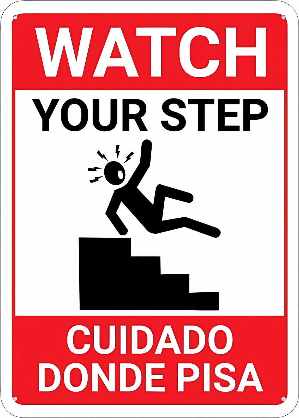 Bilingual Watch Your Step Wall Metal Aluminum Sign 12 x 8 Inches - Pre ...