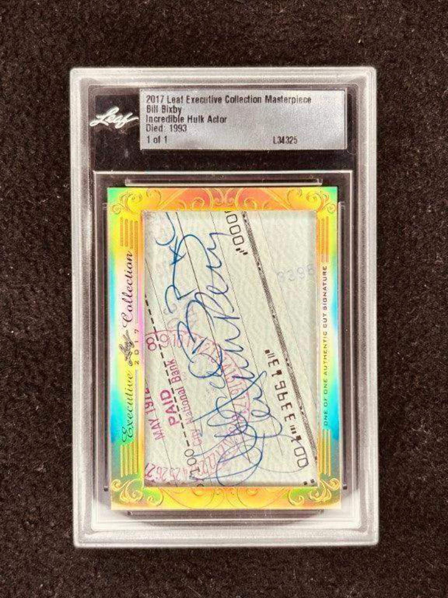 Bill Bixby 2017 Leaf Masterpiece Cut Signature certified signed card 1/ ...
