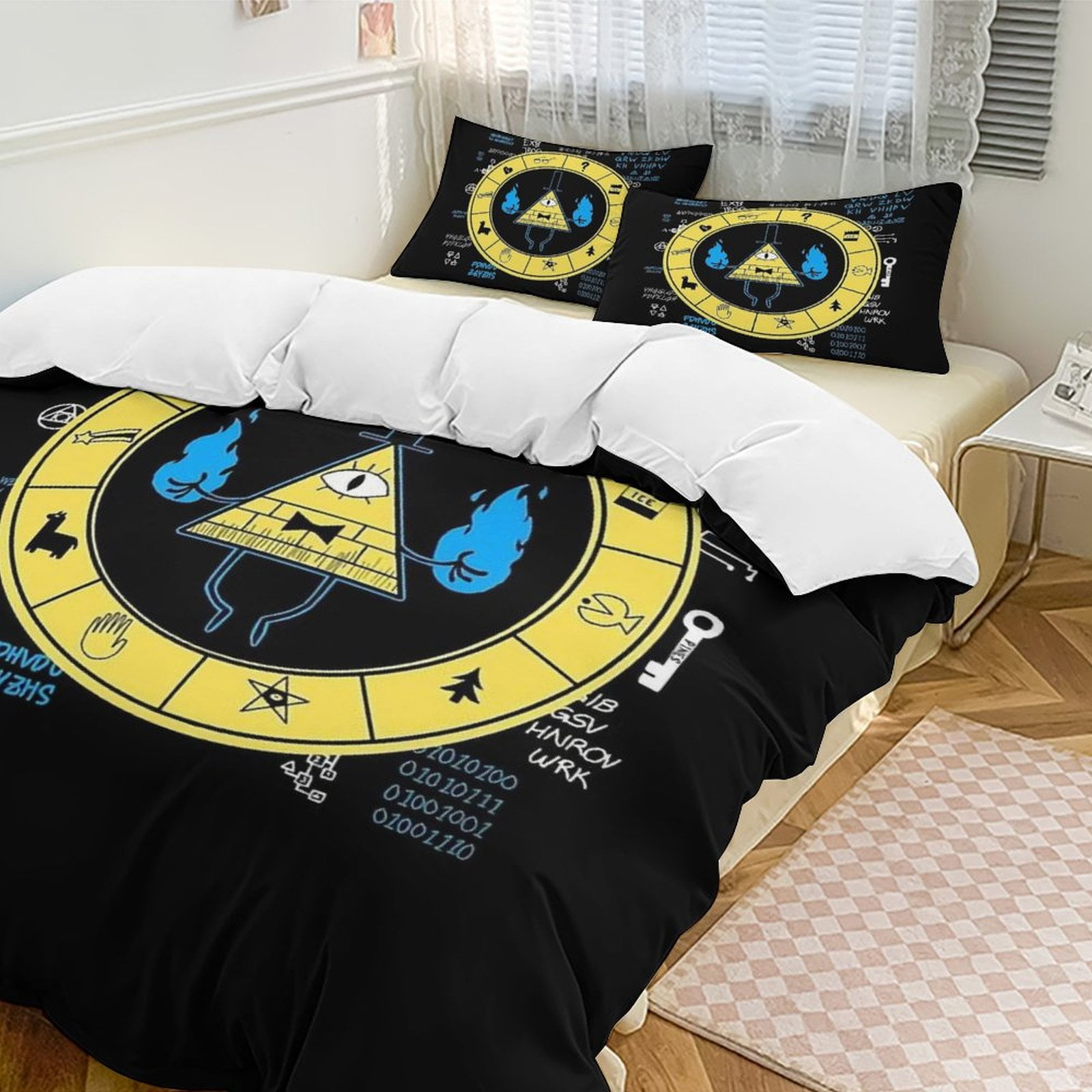 Bill Cipher Cartoon Home Bed 3-piece Set, Polyester Wash Student ...