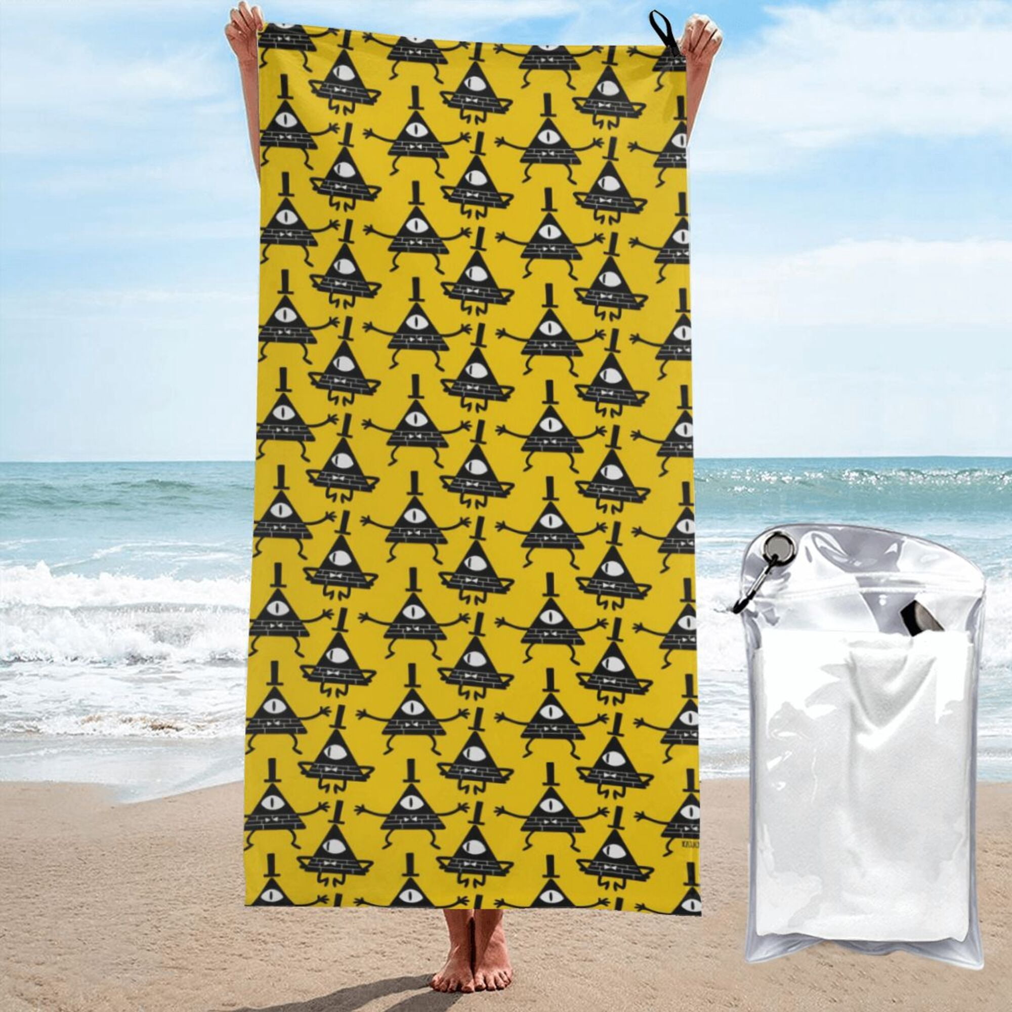 Bill Cipher Cartoon quick drying bath towel Microfiber swimming beach ...
