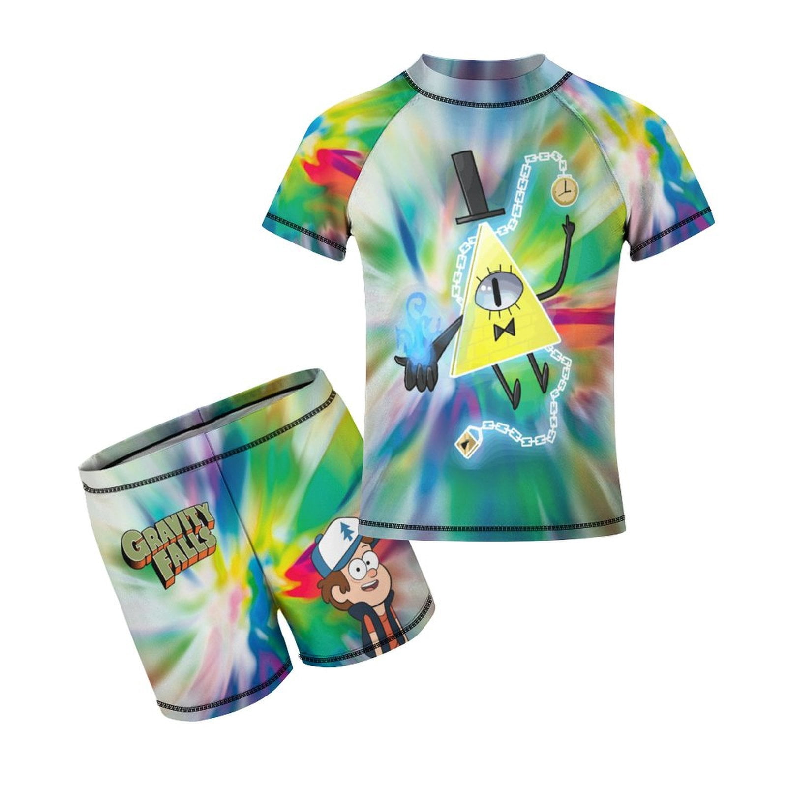 Bill Cipher Gravity Falls Boy's Swimsuit Short Sleeve T Shirt Swim ...