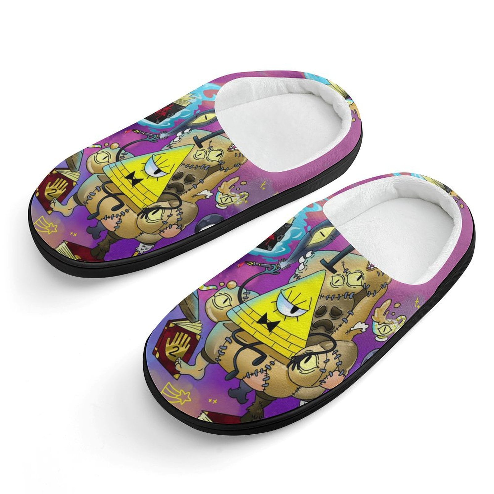 Bill Cipher Gravity Falls Kids Teen Fuzzy Memory Foam Slippers Fluffy ...