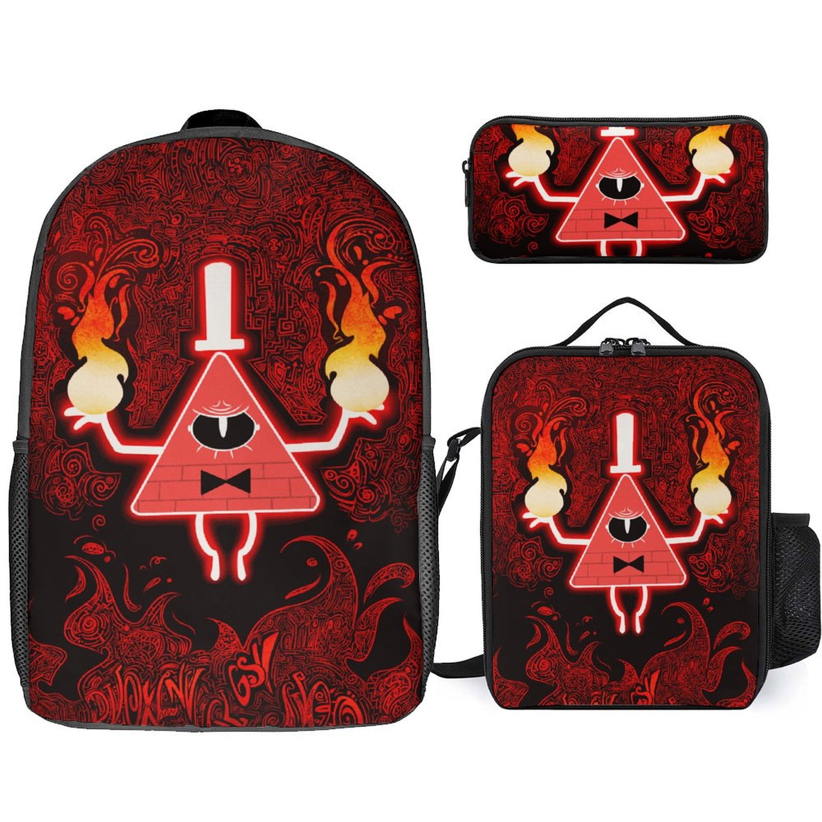 Bill Cipher Gravity Falls Laptop Backpack With Lunch Bag Pen Bag Set ...