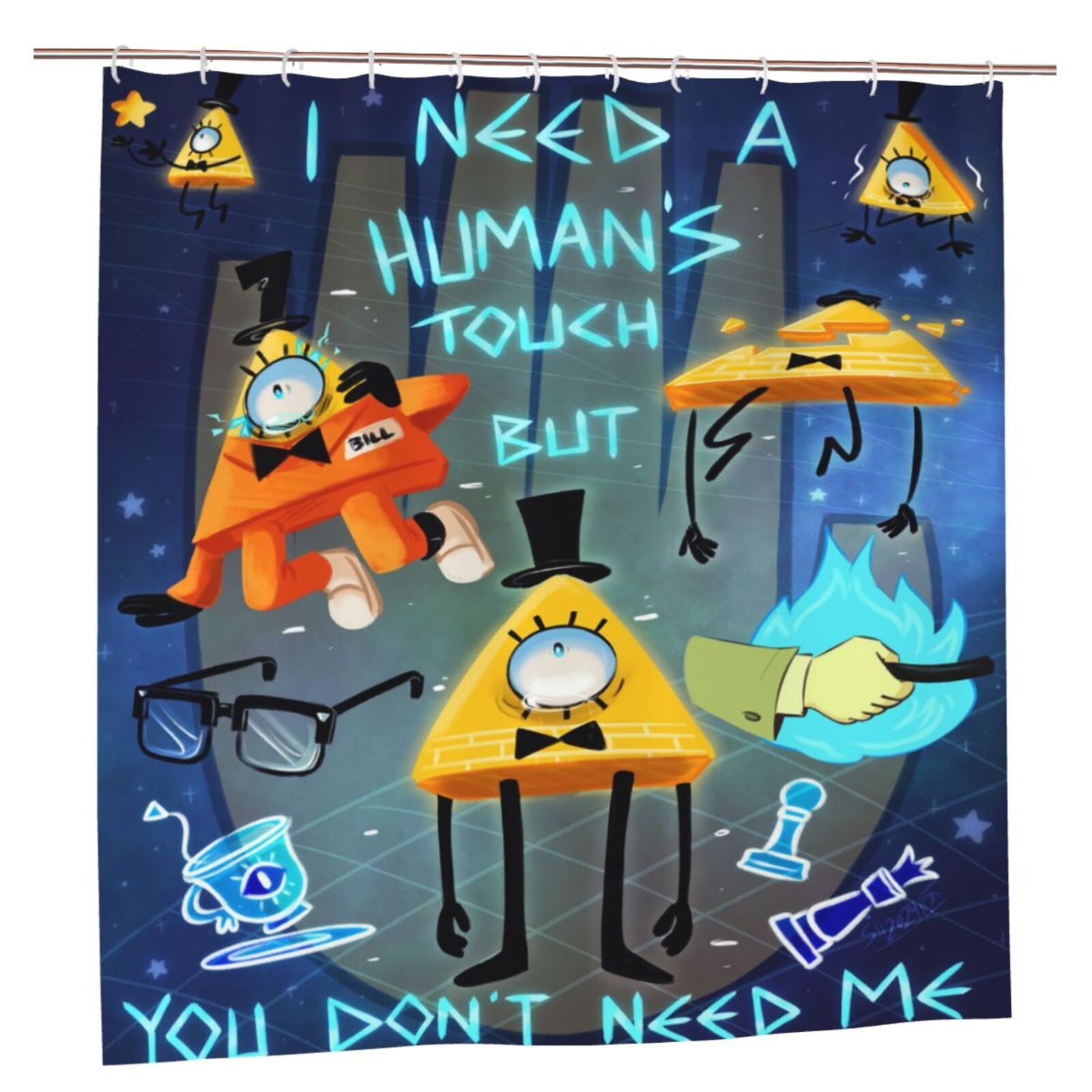 Bill Cipher Gravity Falls Shower Curtain 72 x 72 in Bathroom Decor ...