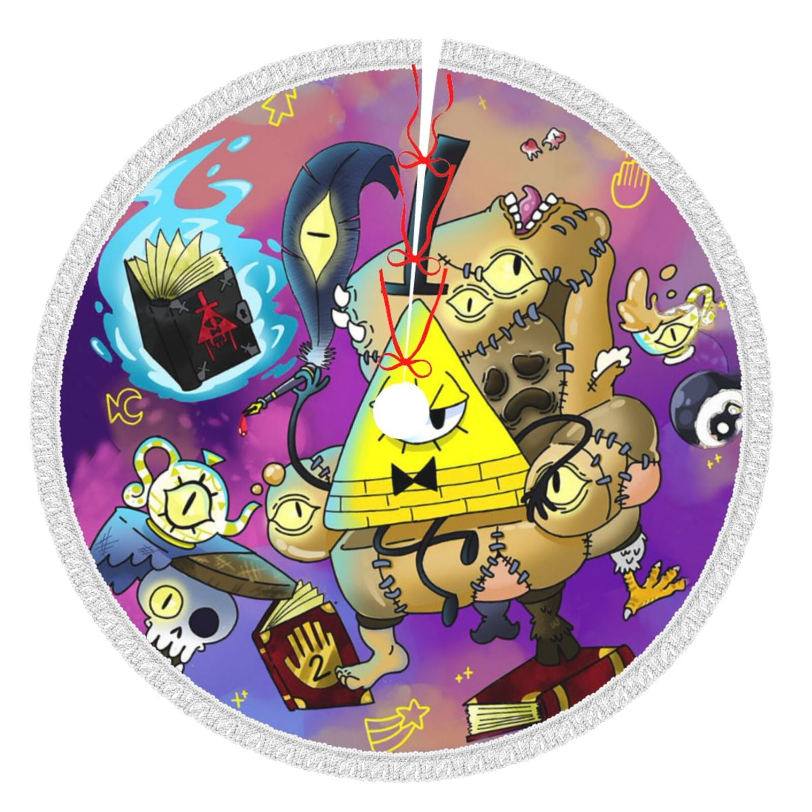 Bill Cipher Gravity Falls Tassel Christmas Tree Skirt Xmas Tree Mat ...