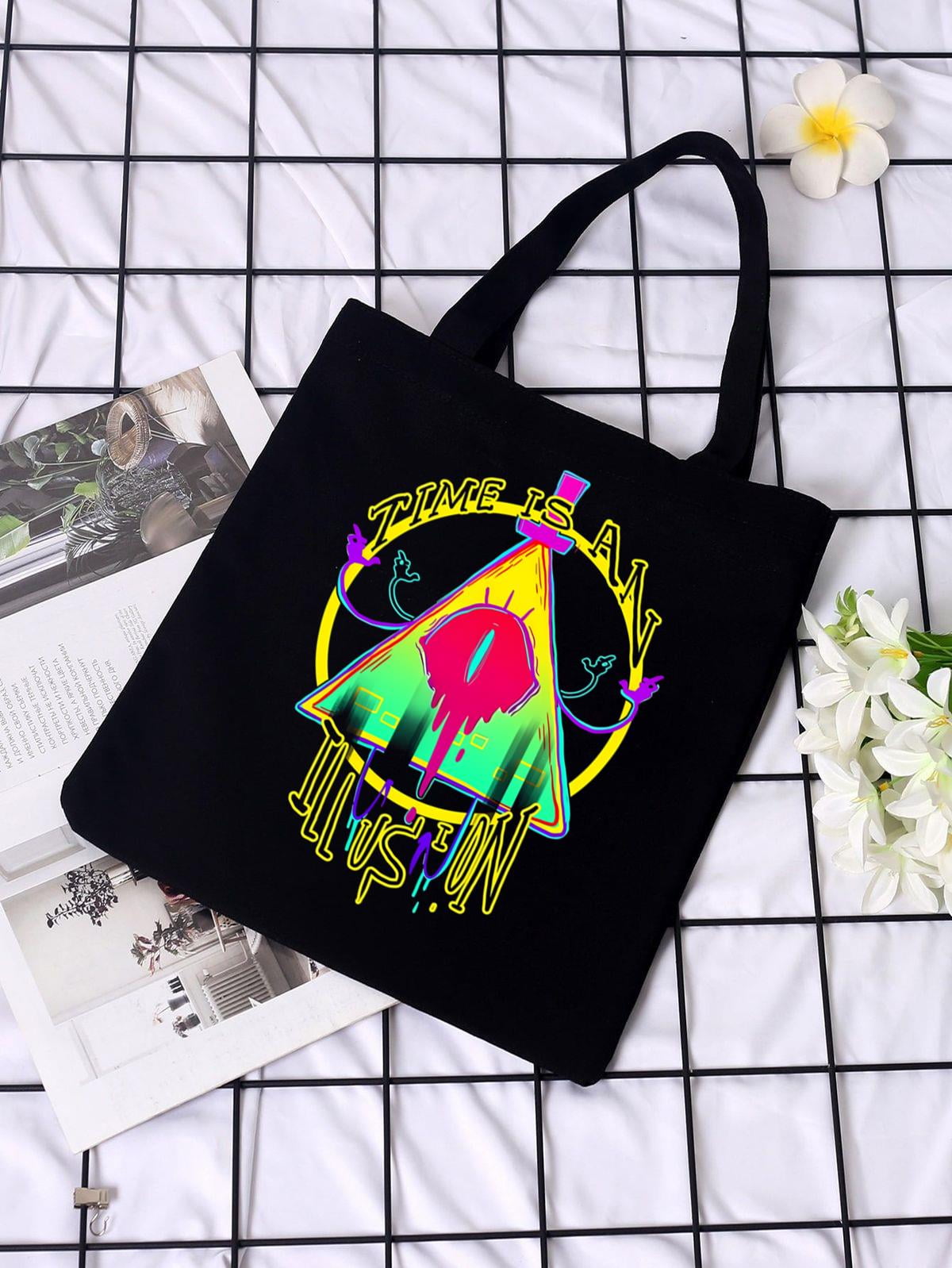 Bill Cipher Time Is An Illusion Bag, Mysters Gravity Falls Bag, Bill ...