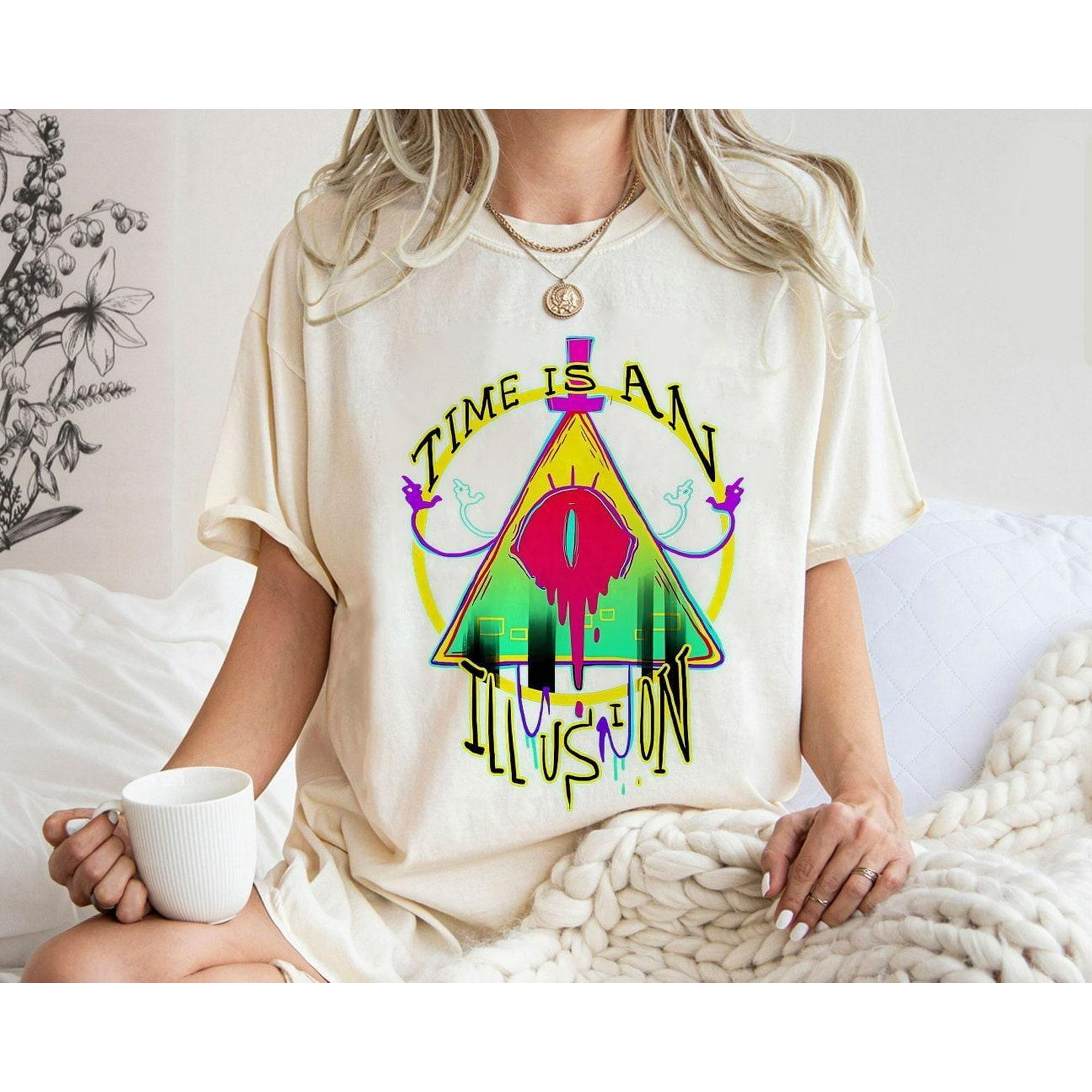 Bill Cipher Time Is An Illusion Shirt, Mysters Gravity Shirt,Light Blue ...