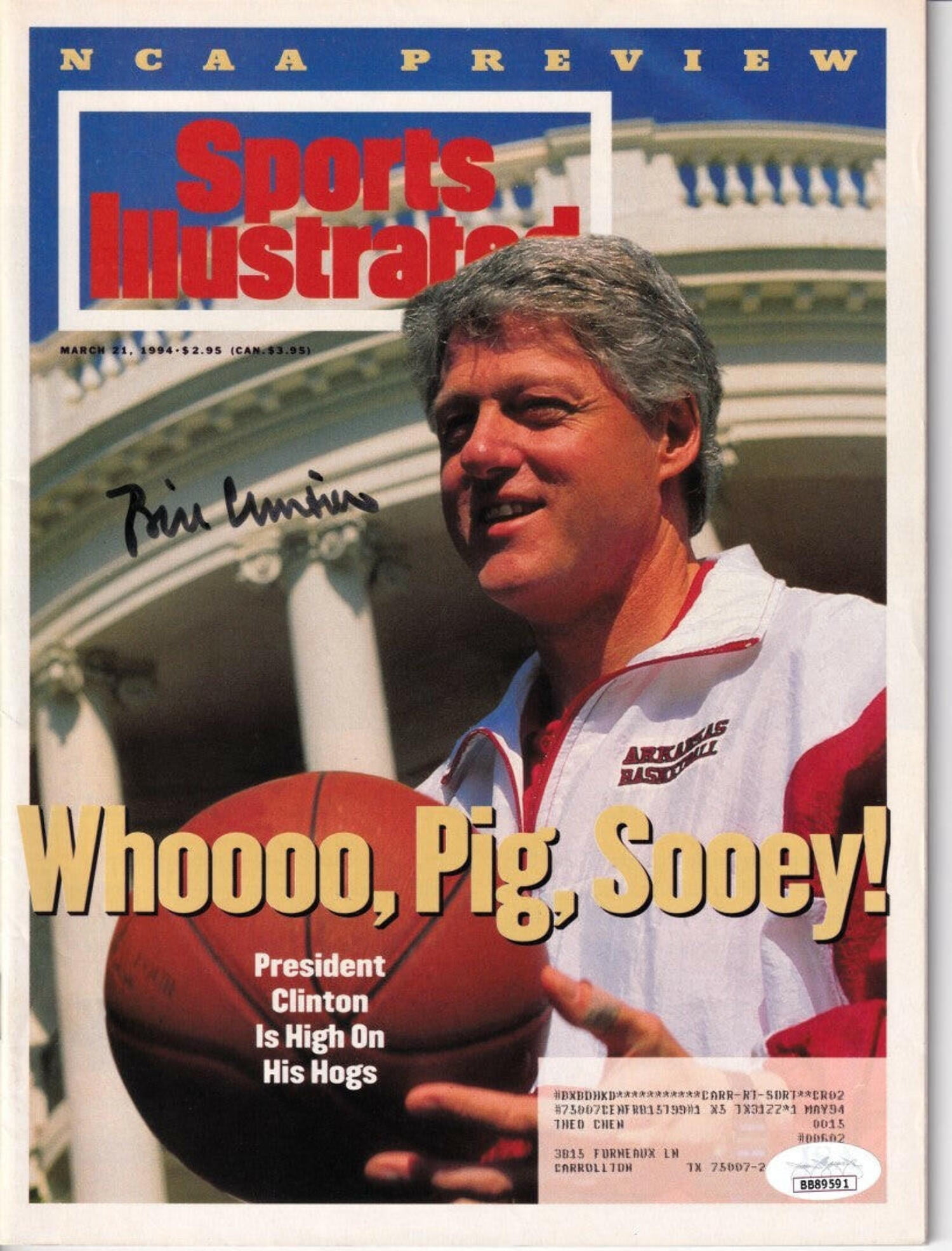 Bill Clinton autographed Arkansas Razorbacks 1994 Sports Illustrated ...