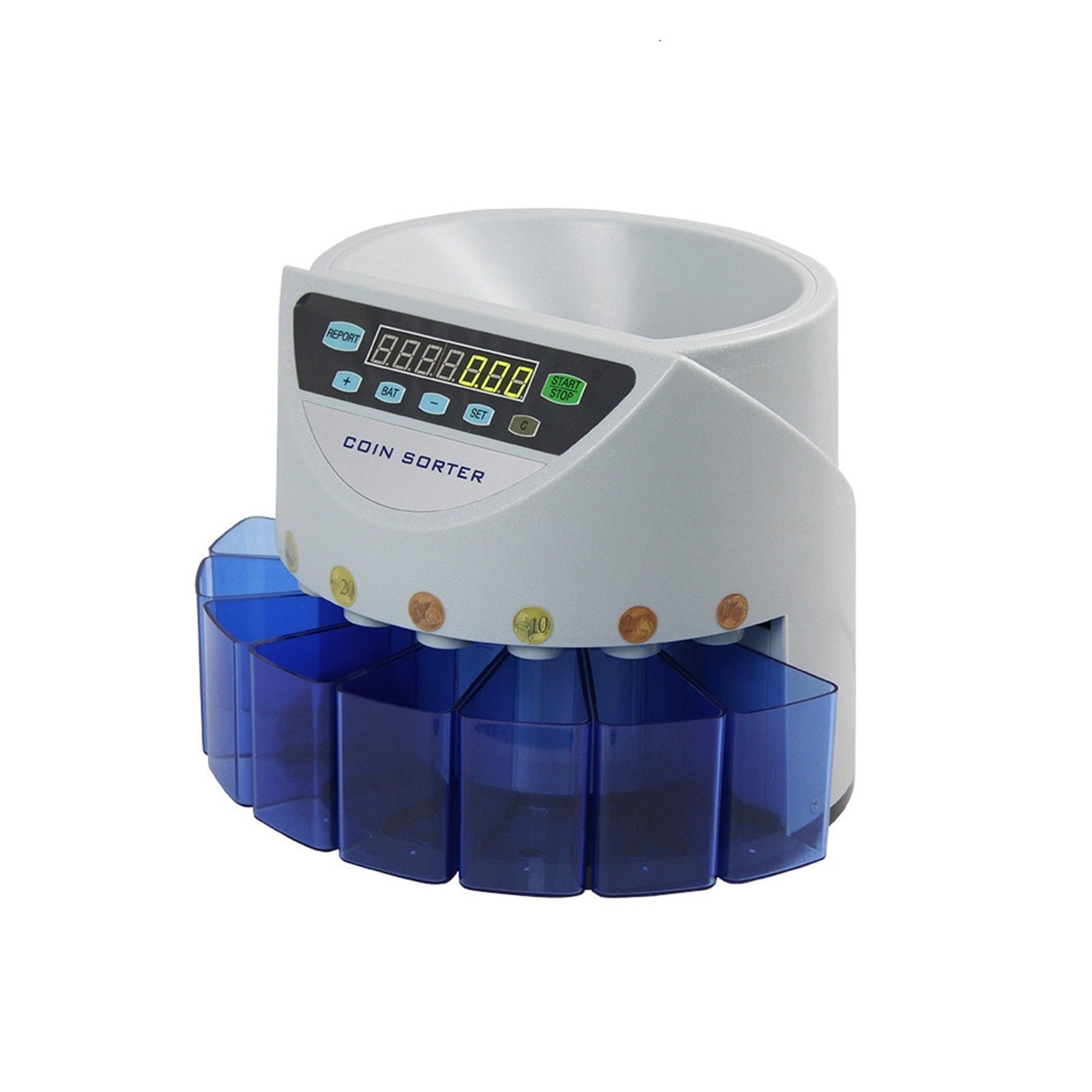 Bill Counter Machine Blue Mixed Coin Value Sorter Euro Coin Counter For ...