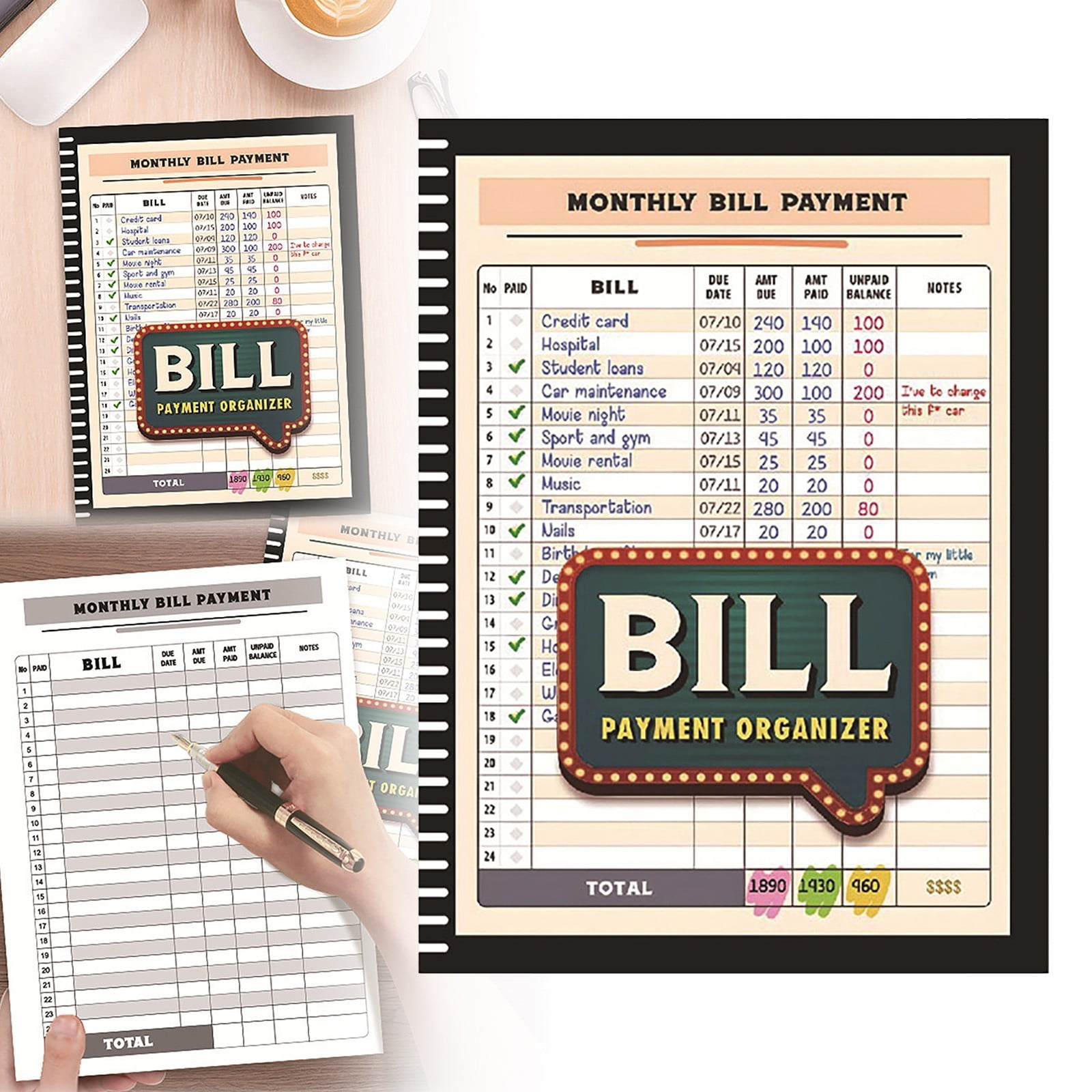 Bill Payment Tracker Notebook, Monthly Bill Payment Checklist with ...