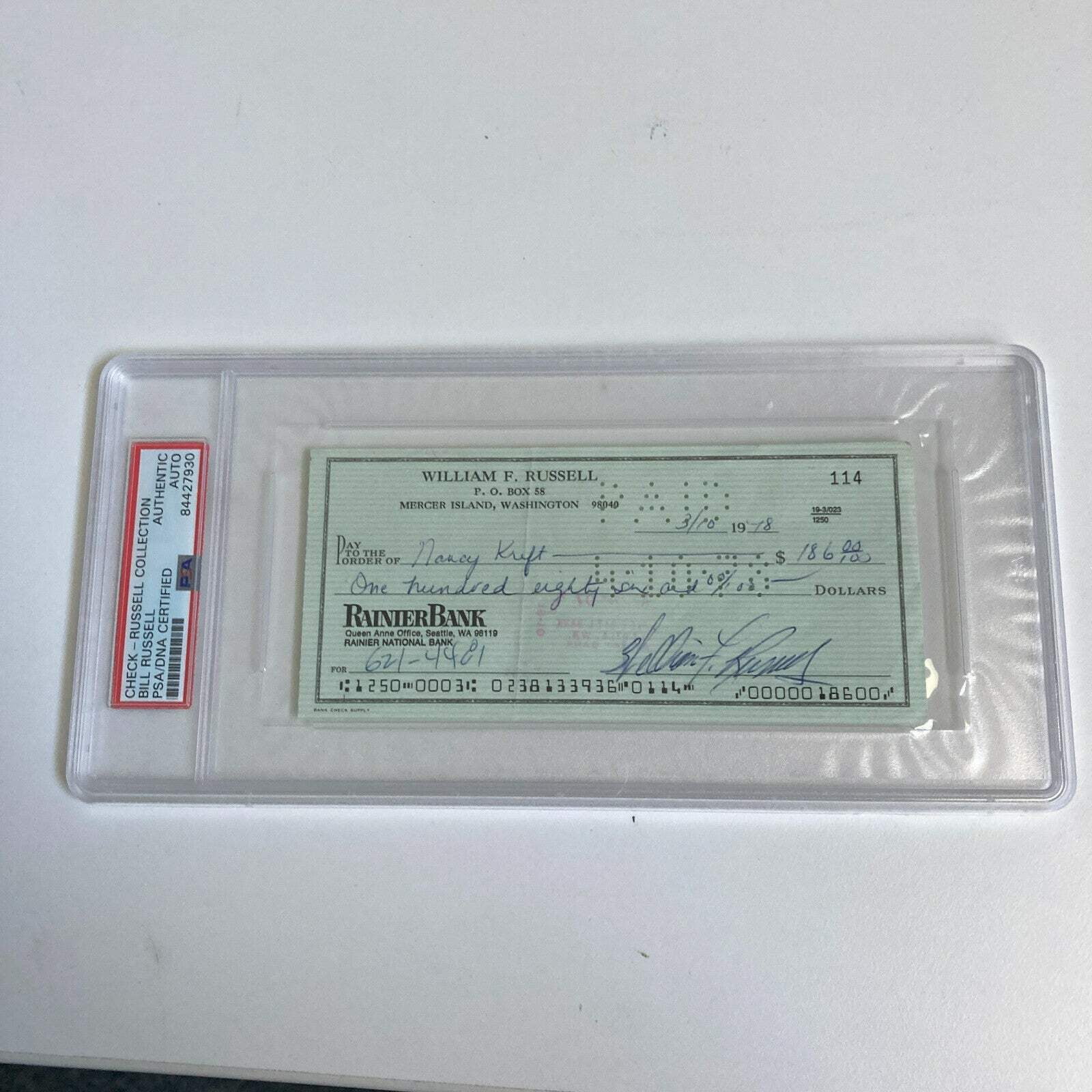 Bill Russell Signed Autographed Bank Check PSA DNA Boston Celtics HOF ...