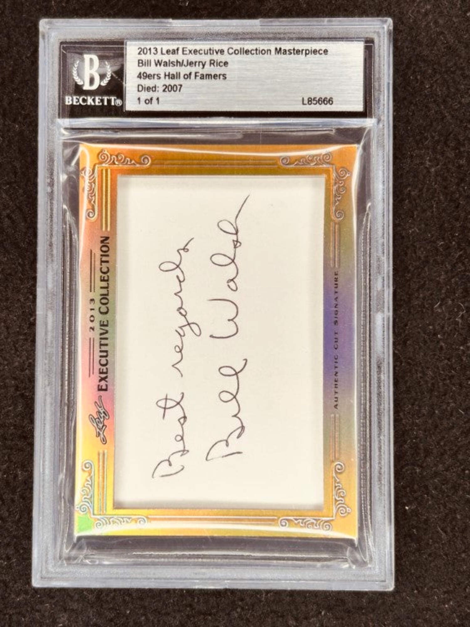 Bill Walsh and Jerry Rice 2013 Leaf Masterpiece Cut Signature certified ...