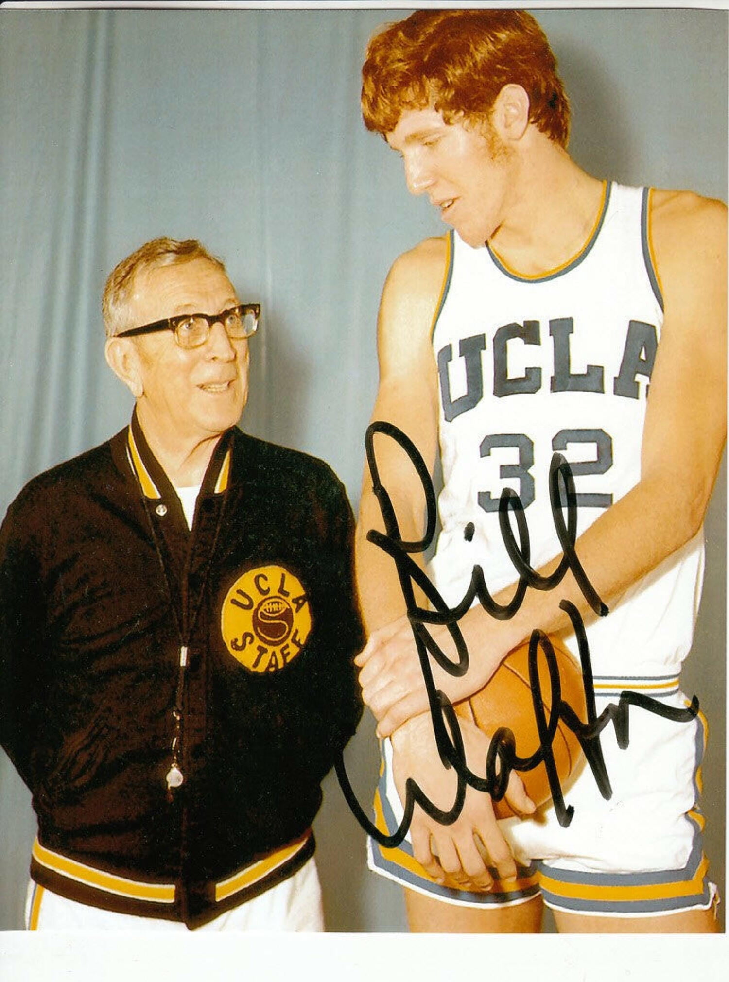 Bill Walton UCLA 8x10 photo with John Wooden (preprinted autograph ...