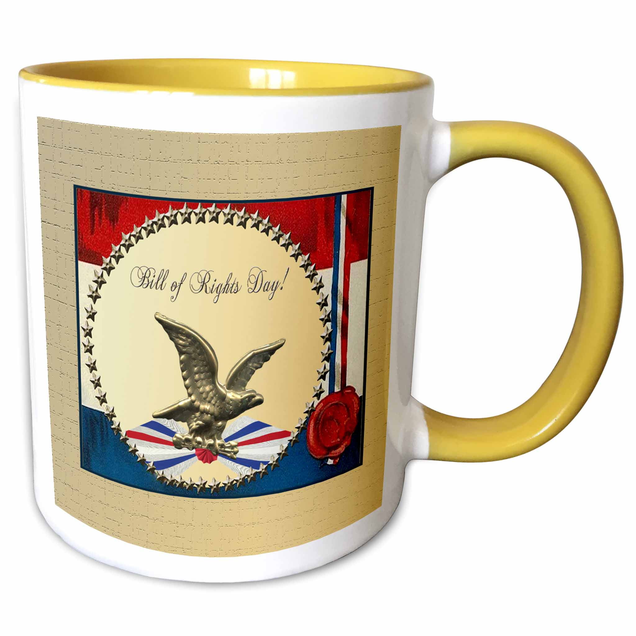 Bill of Rights Day, Bronze Eagle with Gold Stars and Patriotic Banner ...