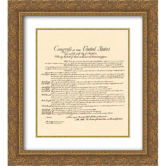 Bill of Rights (Document) 2x Matted 18x20 Gold Ornate Framed Art Print ...