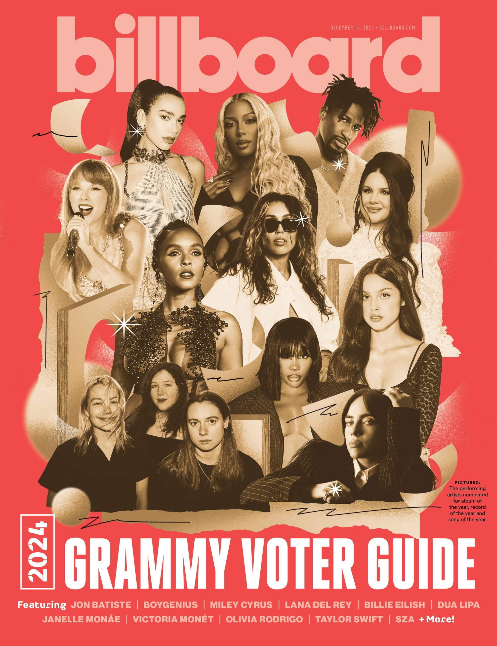 Billboard - 23.12.16 Edition: 2024 Grammy Voter Guide, Taylor Swift, Olivia Rodrigo, Miley Cyrus ...