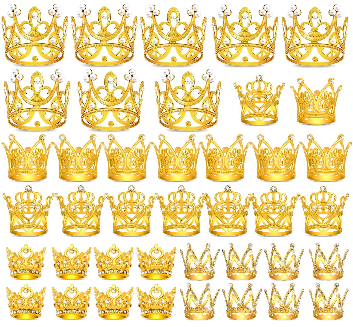 Billbotk 40 Pcs Mini Crowns for RST1 Flower Bouquets, Small Gold Crowns ...