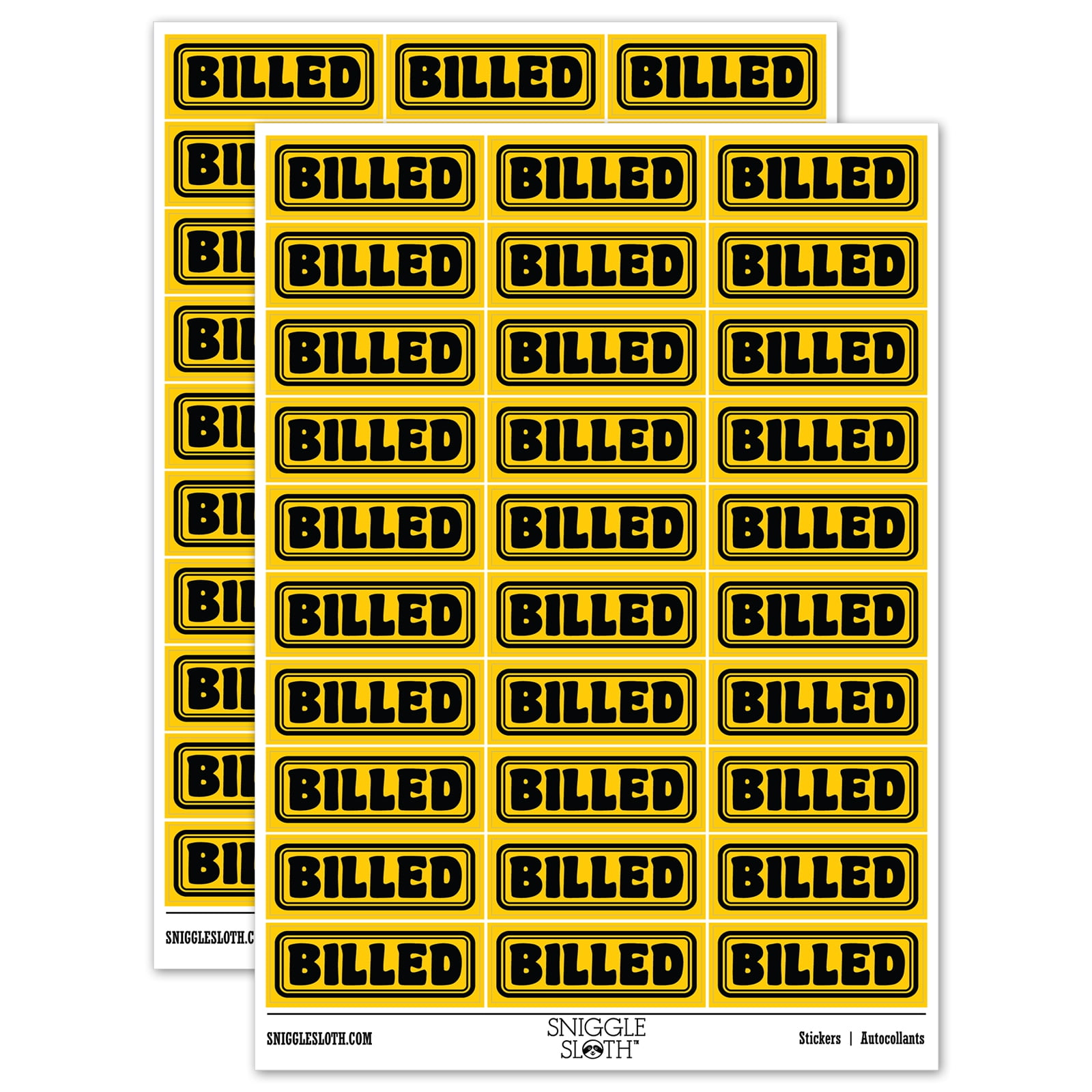 Billed Bold Double Border Invoiced Sticker Set - Yellow - Gloss Finish ...