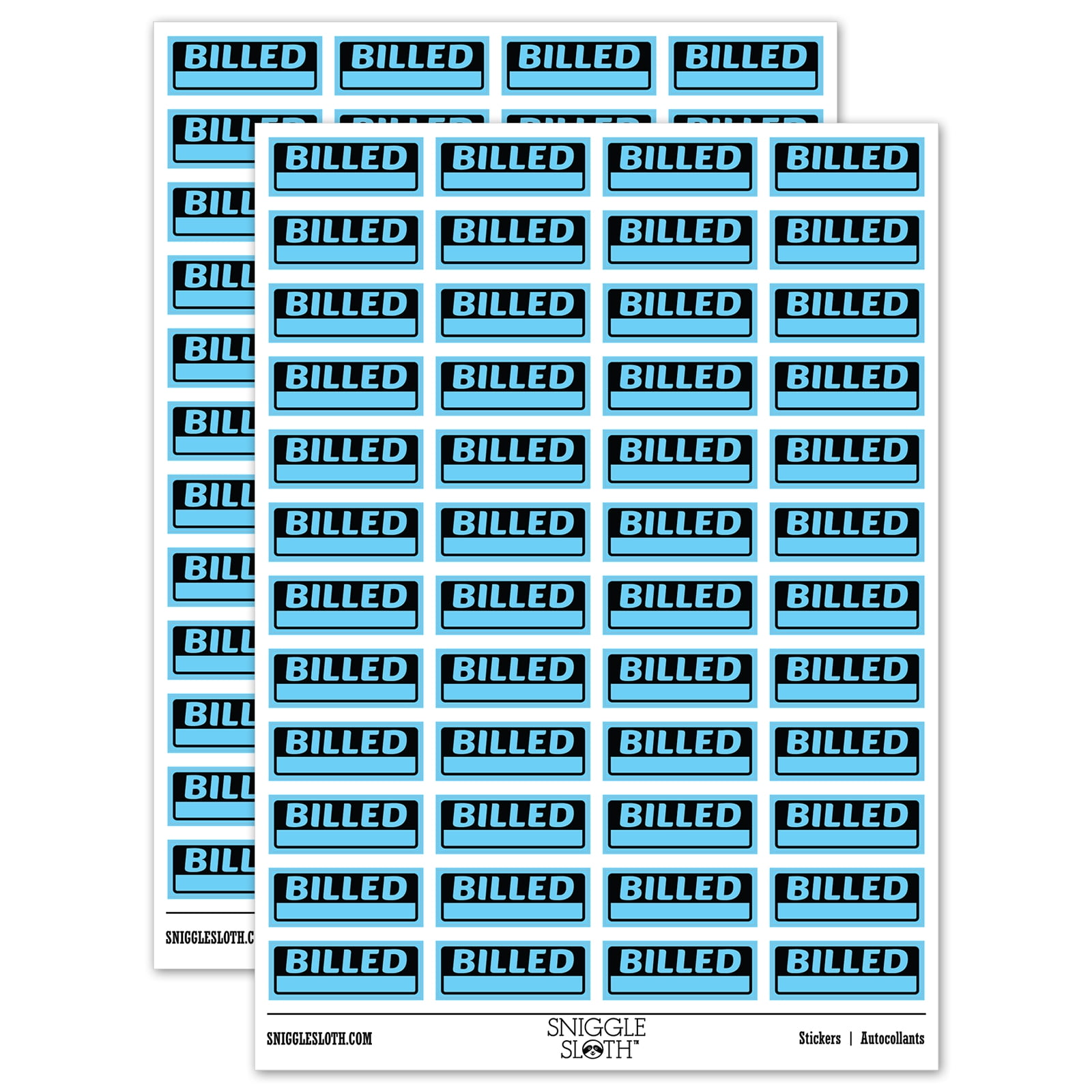 Billed with Blank Space Fill-in Invoiced Sticker Set - Light Blue ...