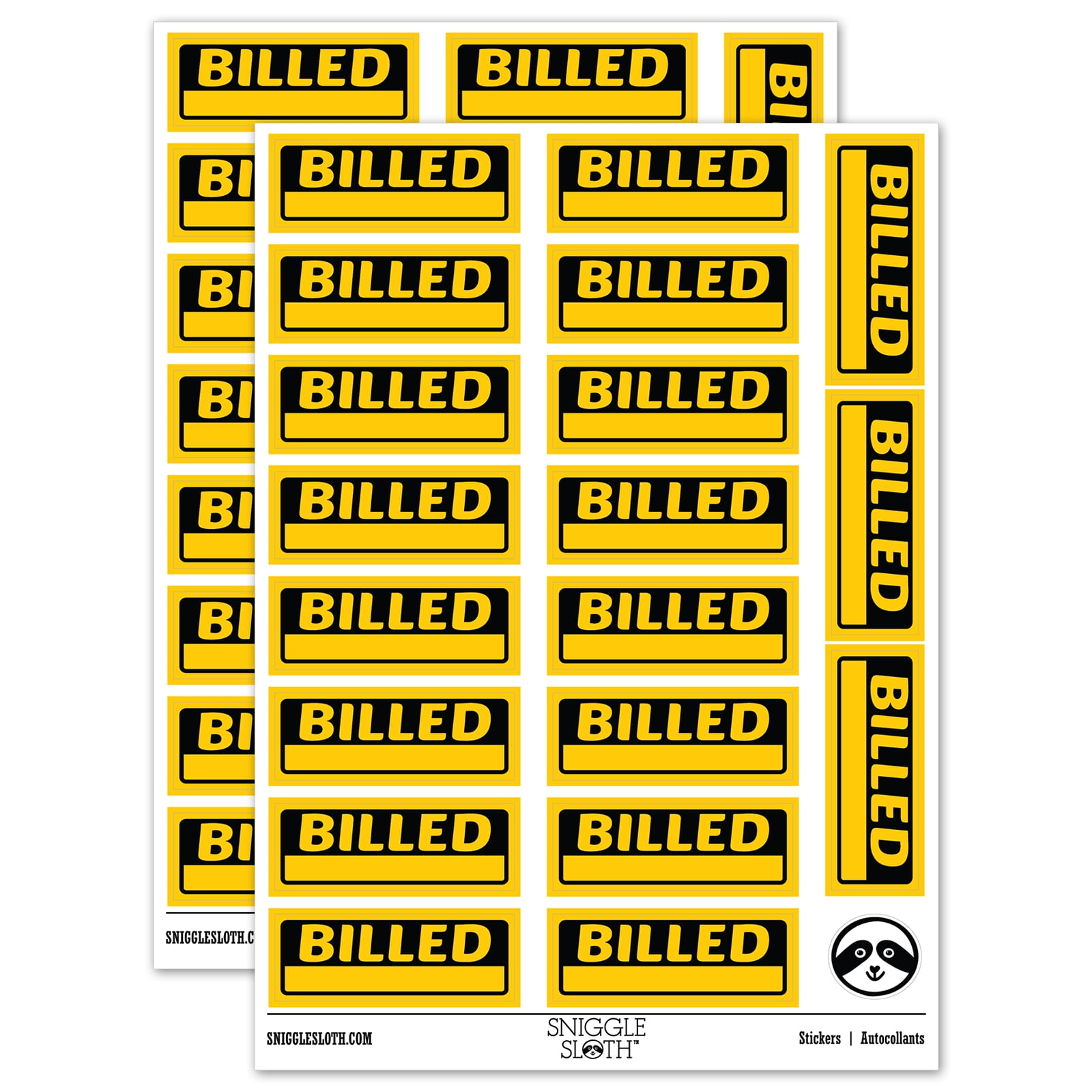 Billed with Blank Space Fill-in Invoiced Sticker Set - Yellow - Gloss ...