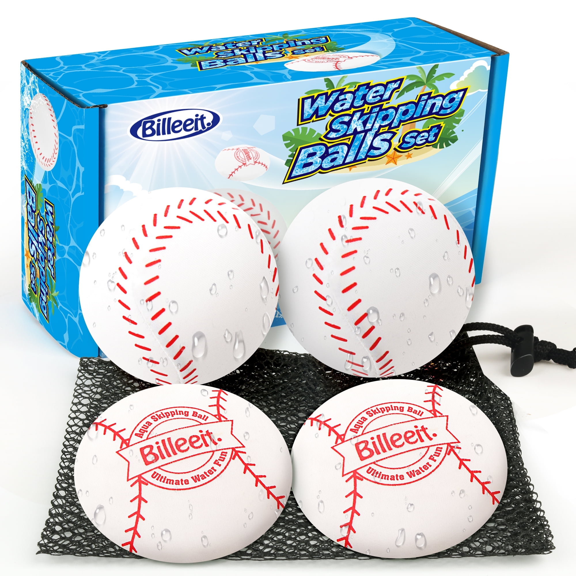 Billeeit Water Skipping Balls Set for Pool Play, 4-Piece Floating ...