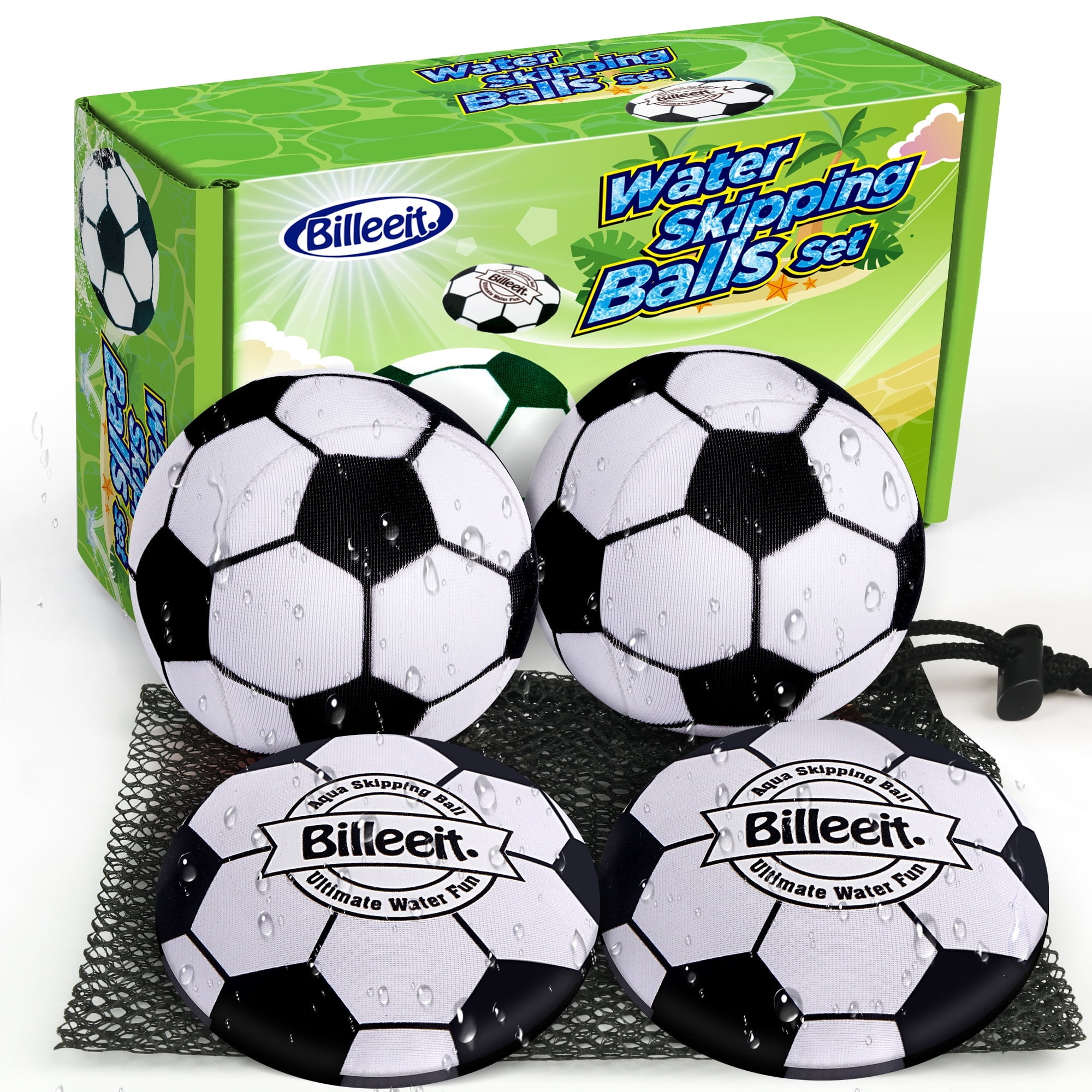 Billeeit Water Skipping Balls Set for Pool Play, 4-Piece Floating ...