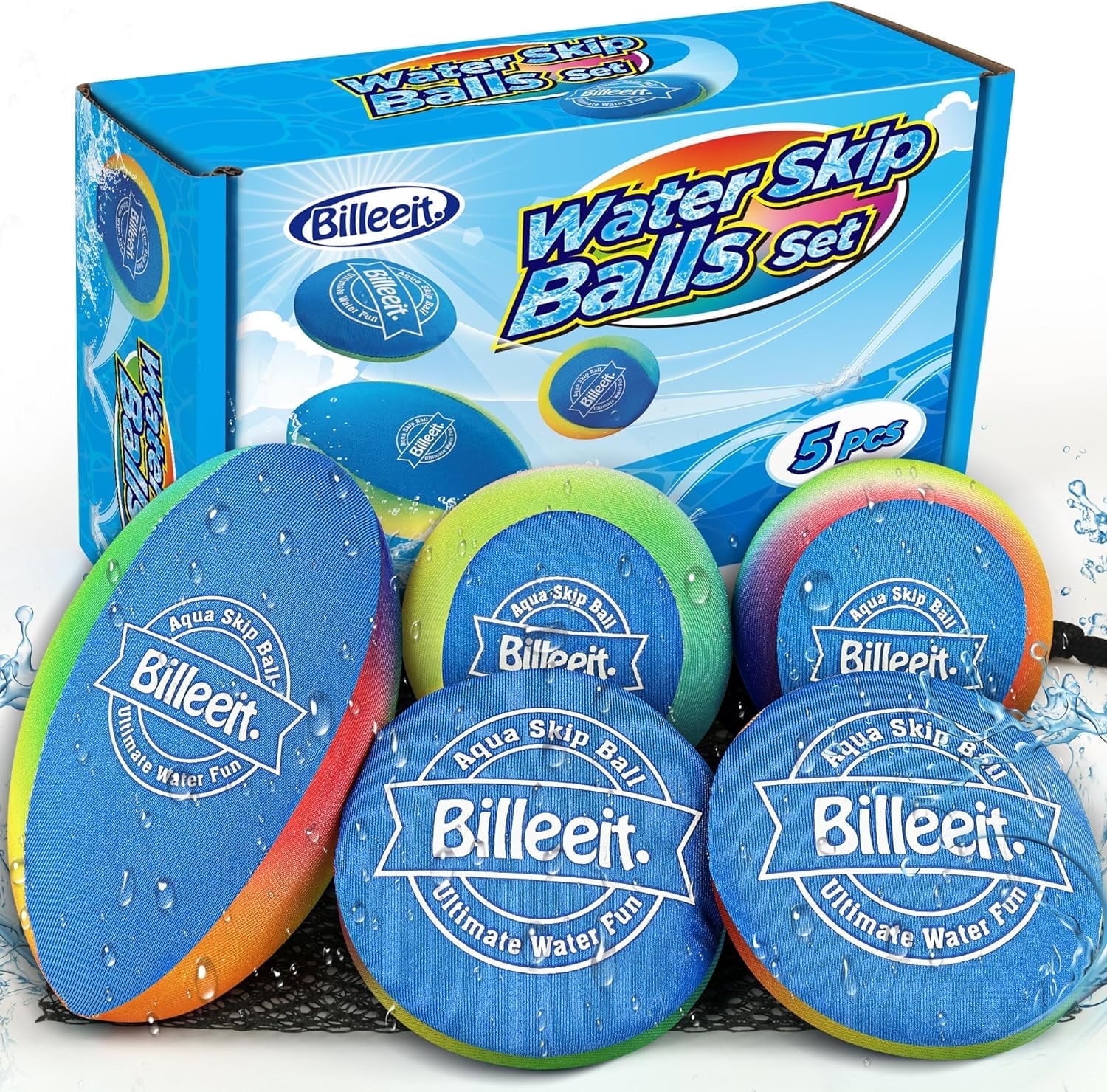 Water Skipping Balls & Discs Set: TPR Material, Fun Pool & Beach Games ...