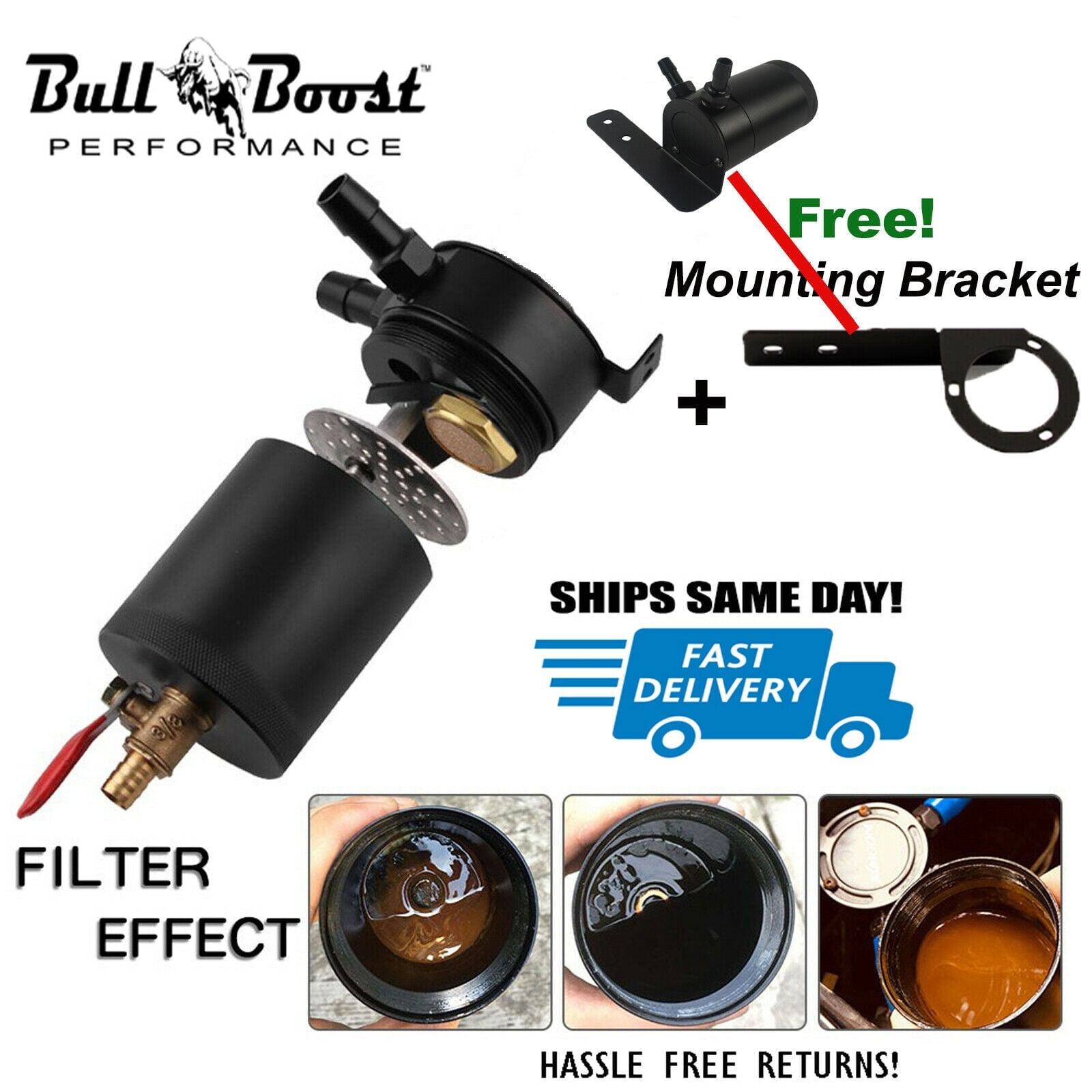 Billet Aluminum Baffled Oil Catch Can + Mount Bracket - Walmart.com