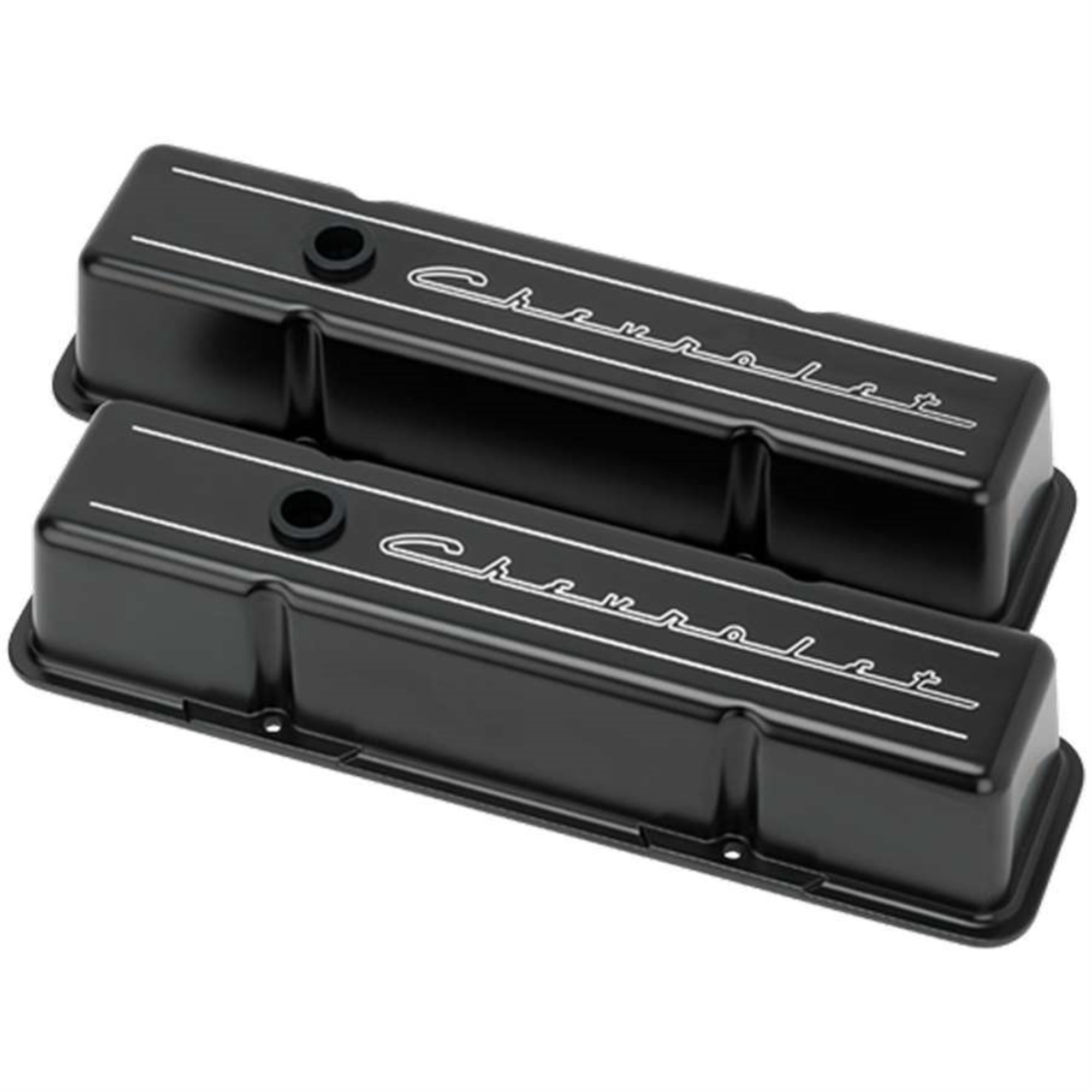SBC Tall Valve Covers Chevrolet Script Black - Walmart.com