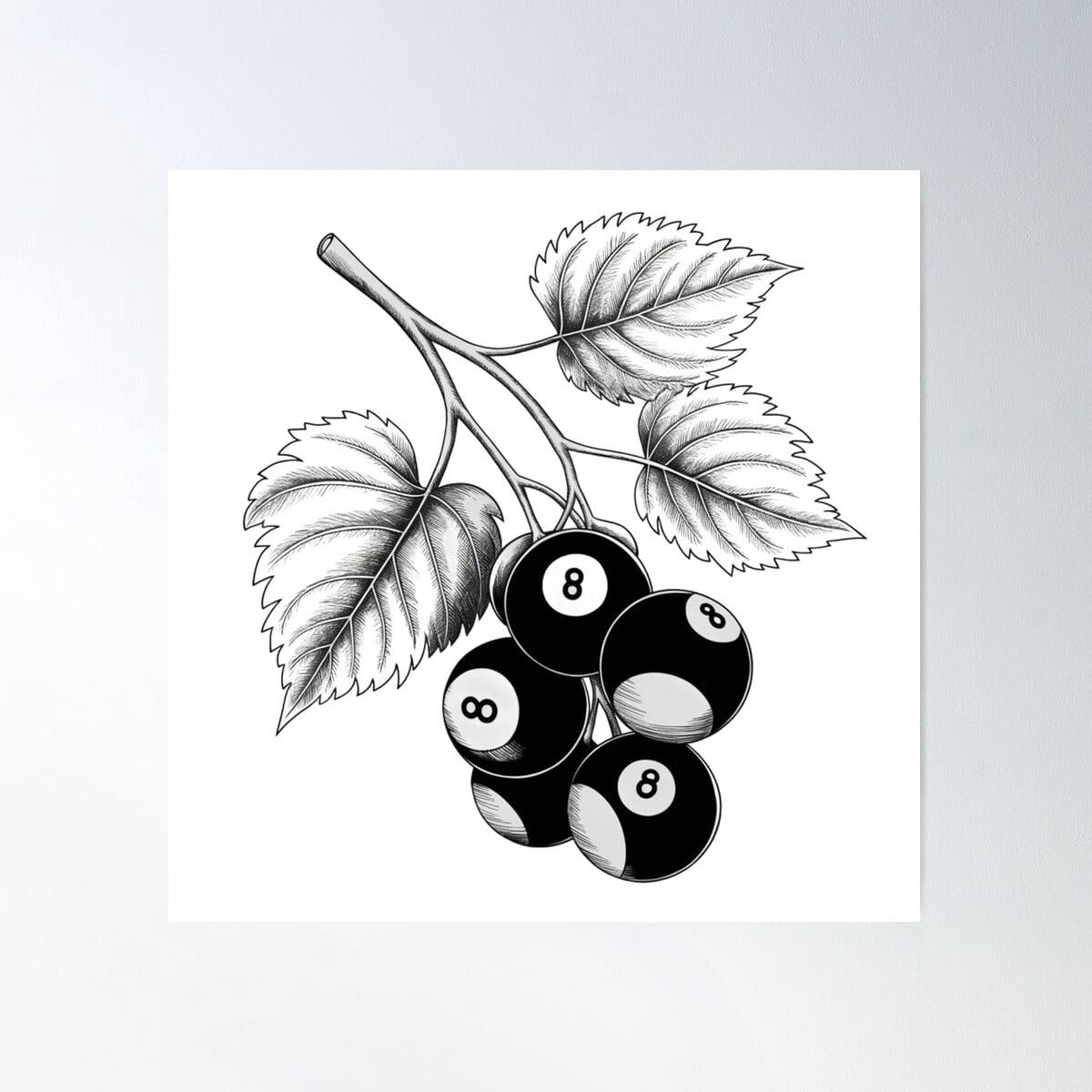 Billiard 8 Ball Fruit Cluster - Unique Pool Game Art Design Poster Wall ...