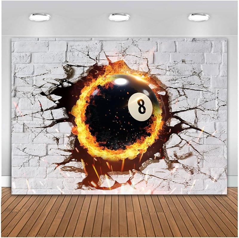 Billiard Backdrops Flame Billiard Background Broken Wall Sports Party ...