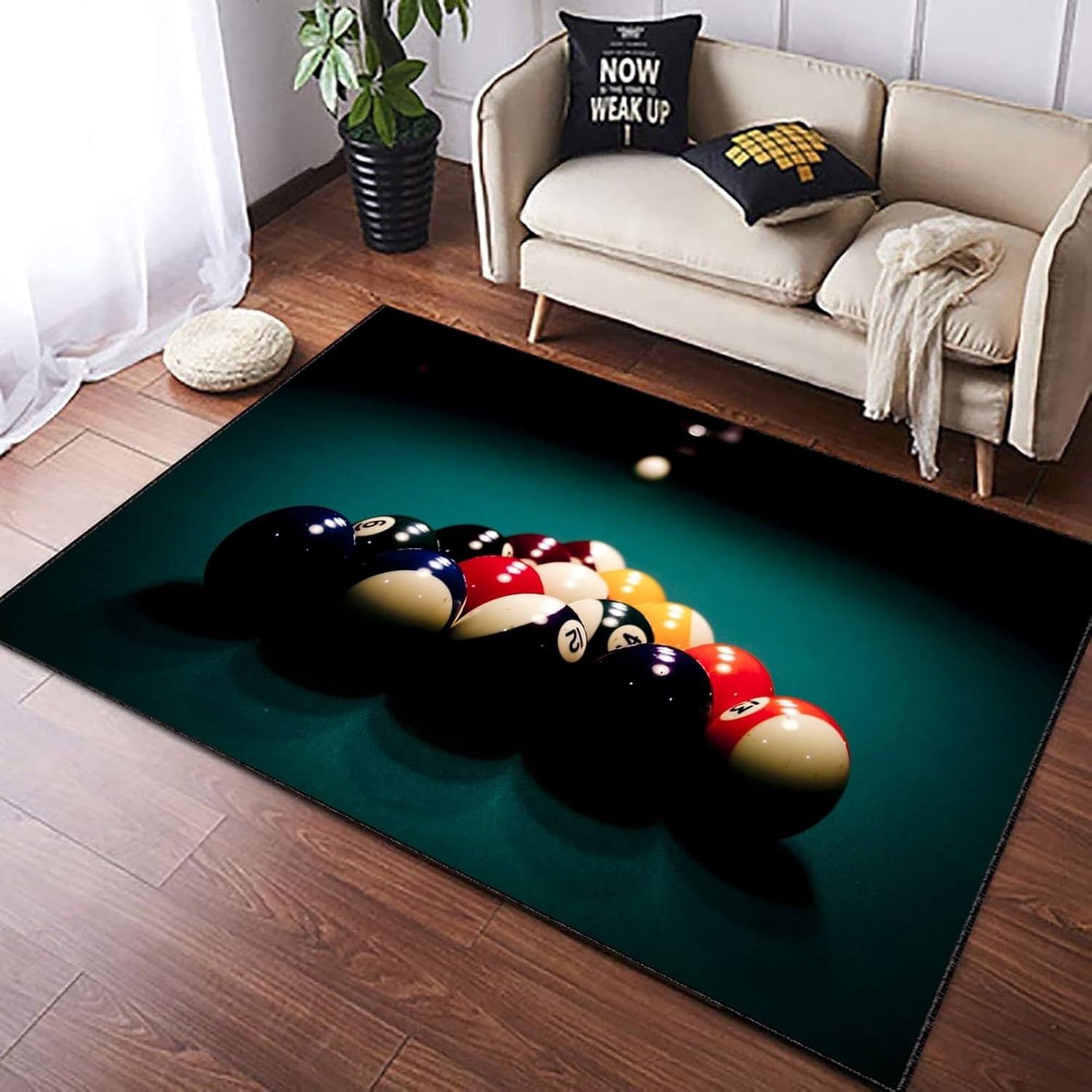 Billiard Balls Area Rug, Billiard Club Sport Themed Carpet Indoor Area ...